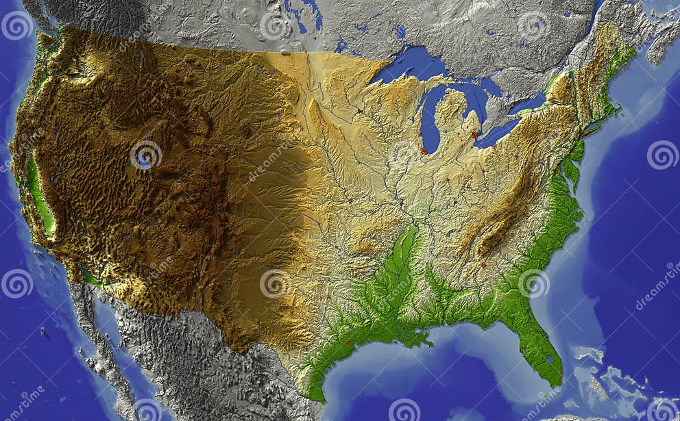 USA, relief map stock illustration. Illustration of great - 3170924
