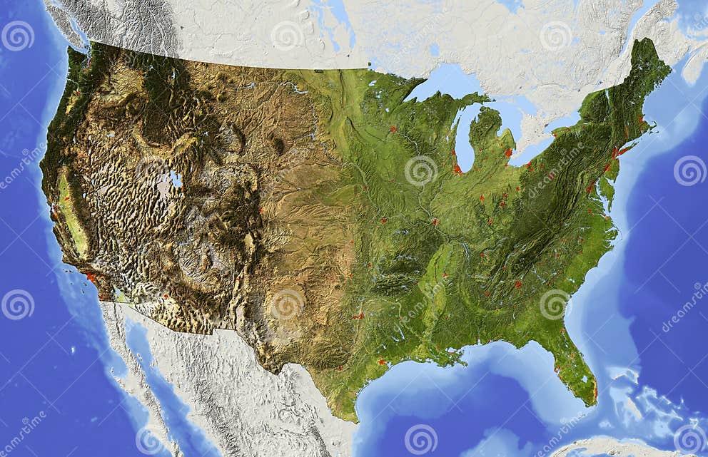 USA, relief map stock illustration. Illustration of geography - 5567677