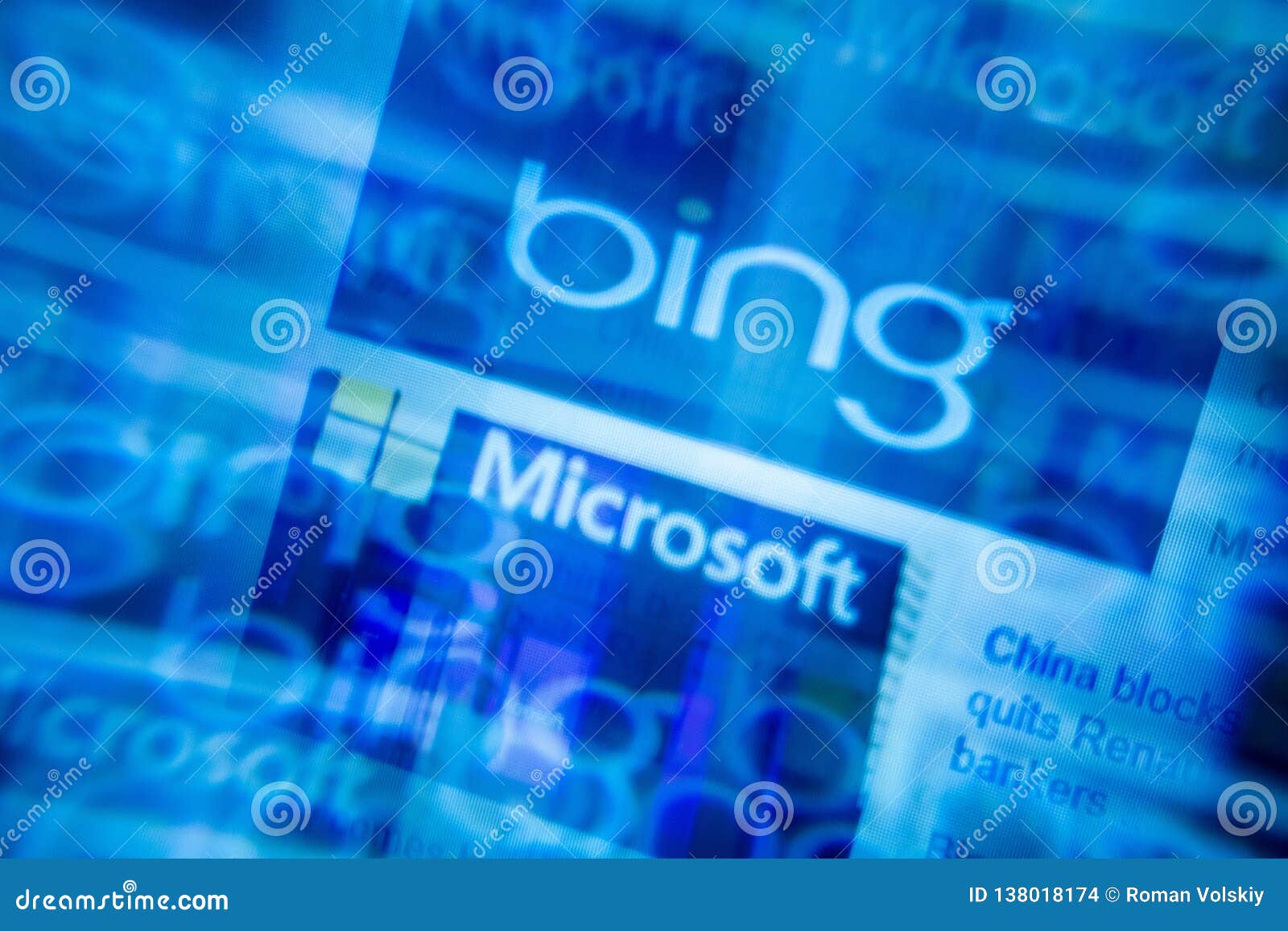 2019,1,28, USA, San Francisco, Abstract Microsoft Bing Blue Background ...