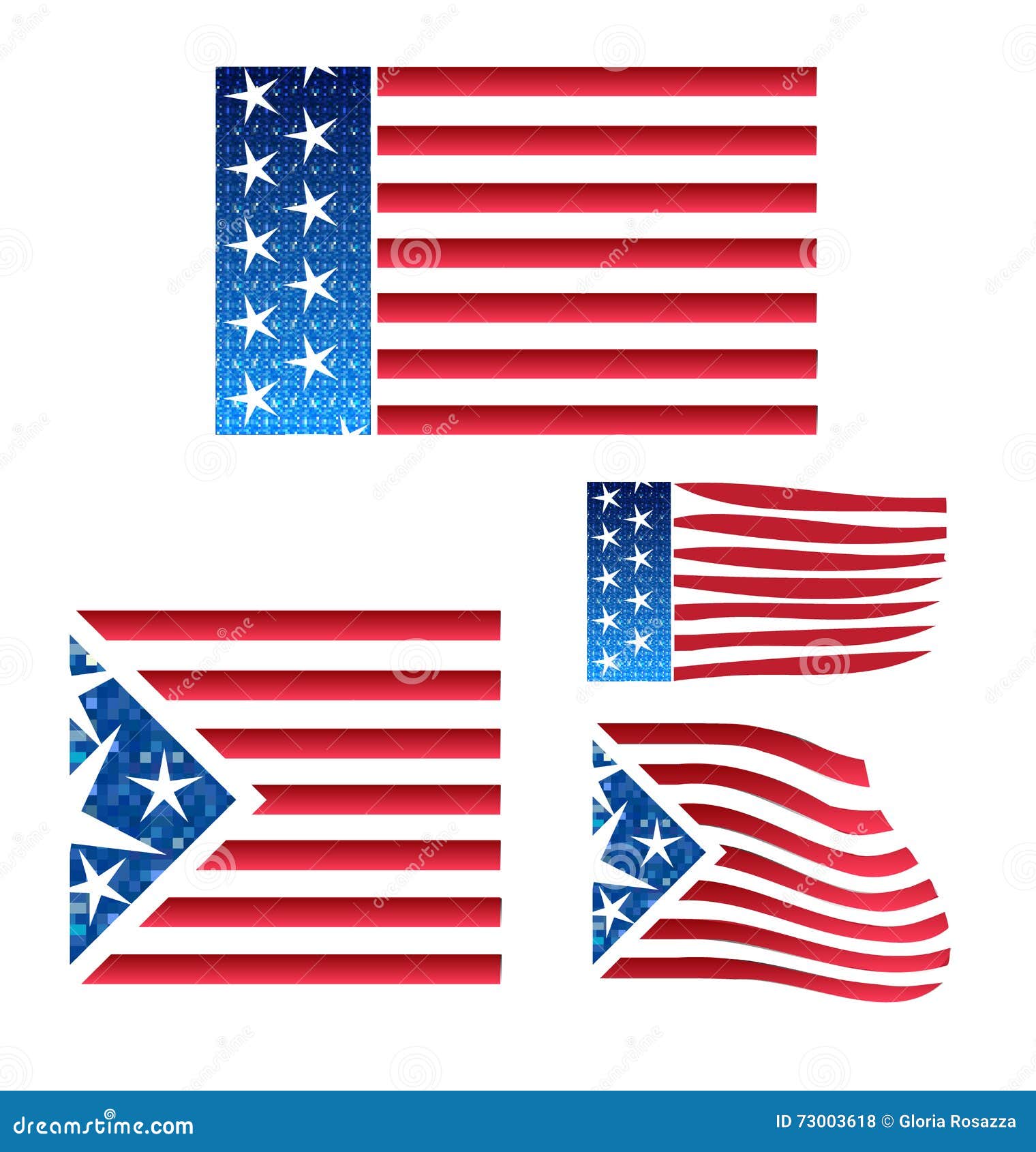 USA set of flags stock vector. Illustration of artwork - 73003618