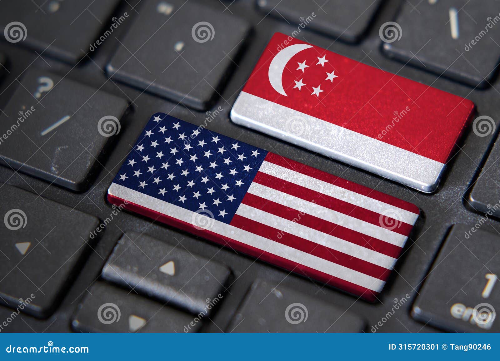 USA and Singapore Flags on Computer Keyboard Stock Image - Image of ...