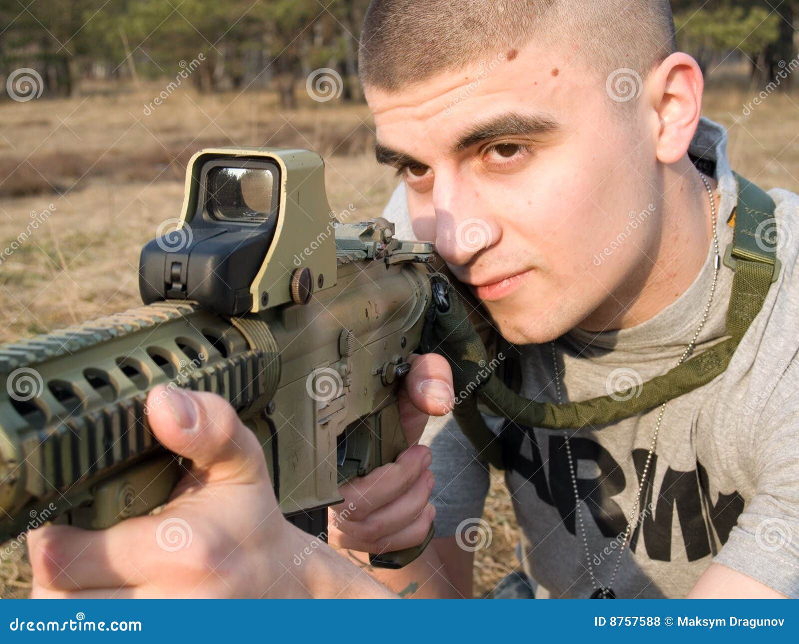 USA Soldier stock photo. Image of weapon, american, woodland - 8757588