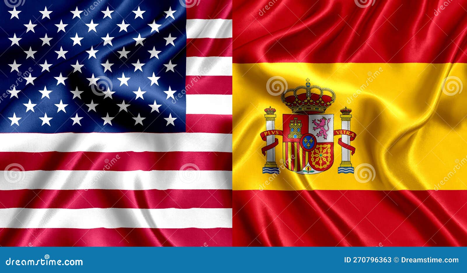USA and Spain flag silk stock illustration. Illustration of cooperation ...