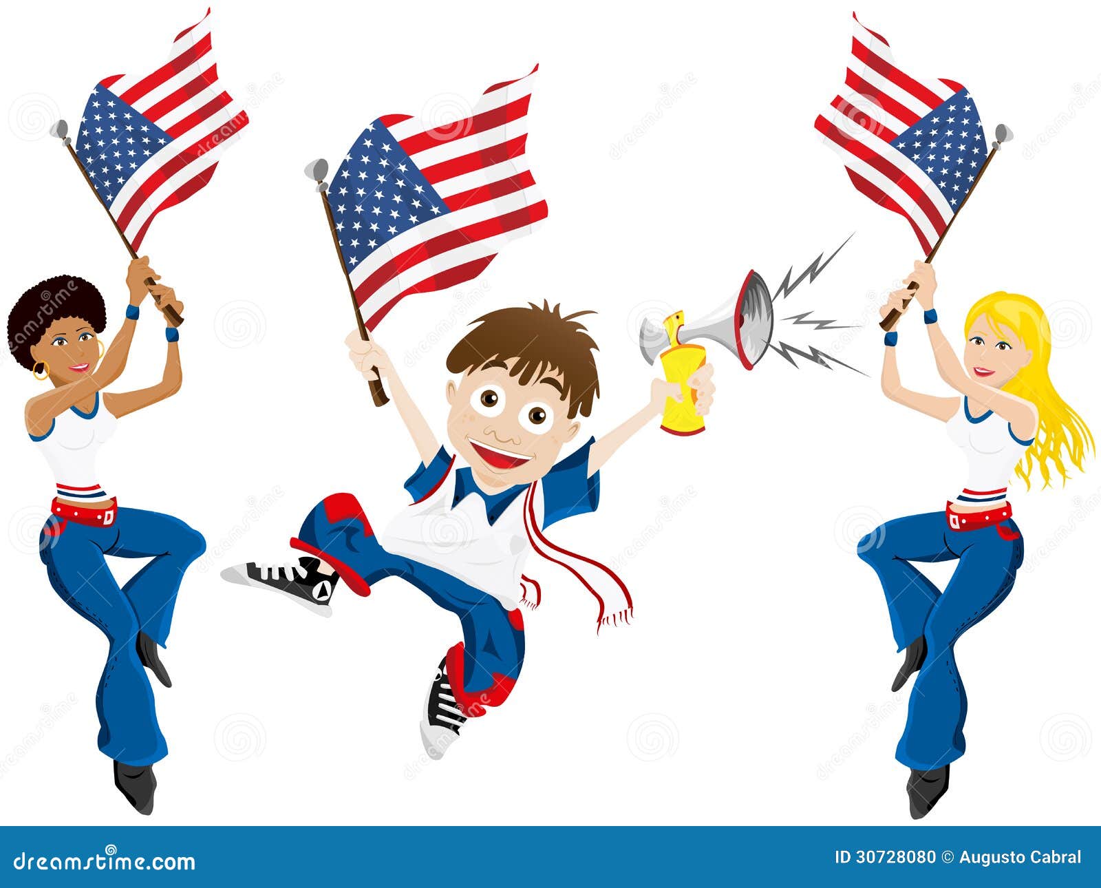 USA Sport Fan with Flag and Horn Stock Vector - Illustration of play ...