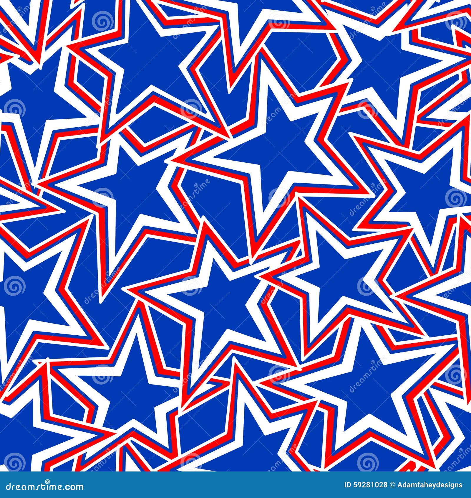 USA Star Abstract Illustration in a Seamless Pattern Stock Vector ...