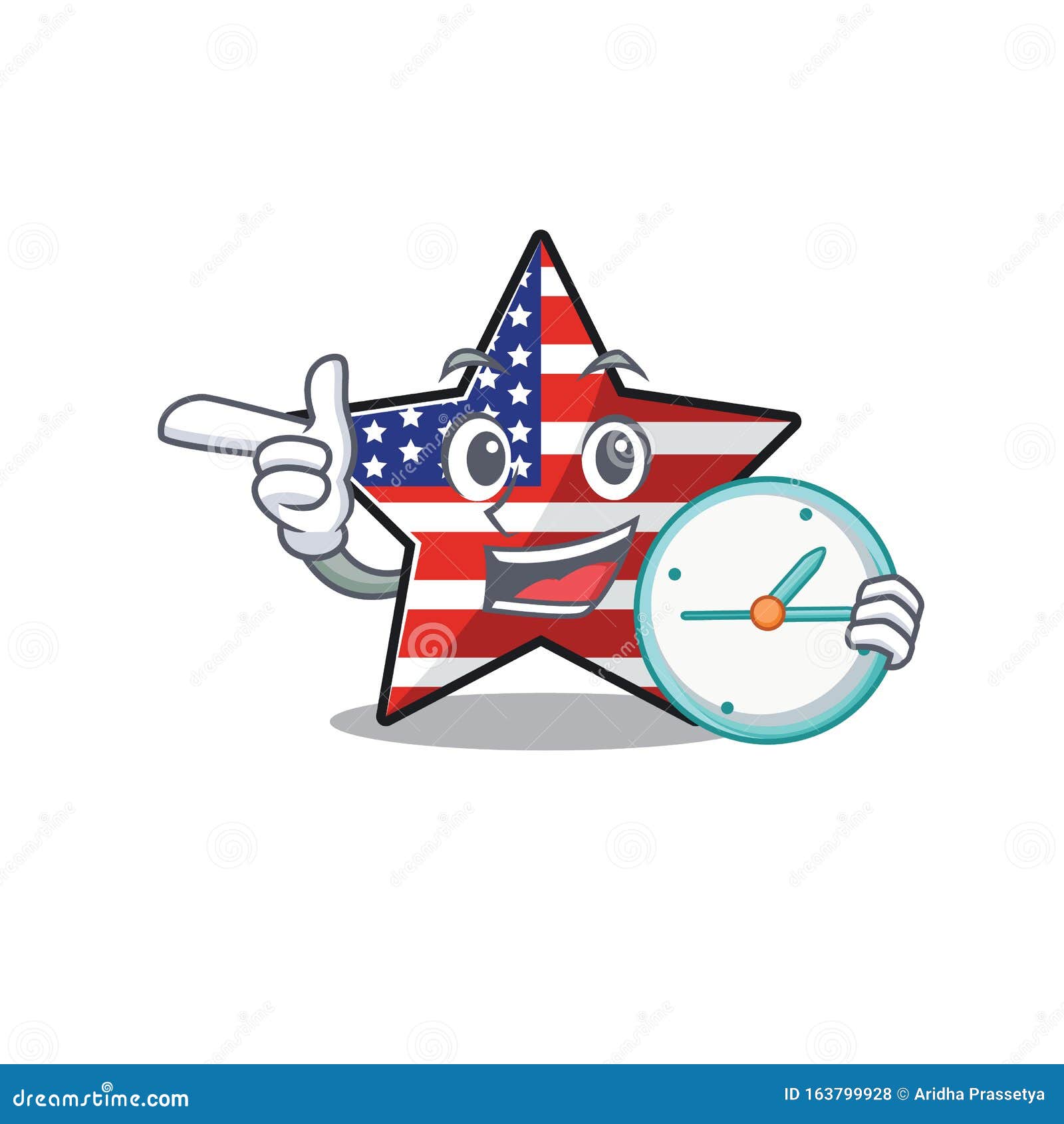 Usa Star Cartoon with Bring Clock Above Character Table Stock Vector ...