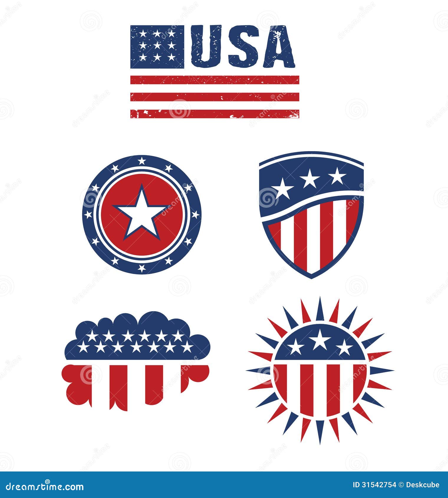 USA Star Flag Design Elements Stock Illustration - Illustration of ...