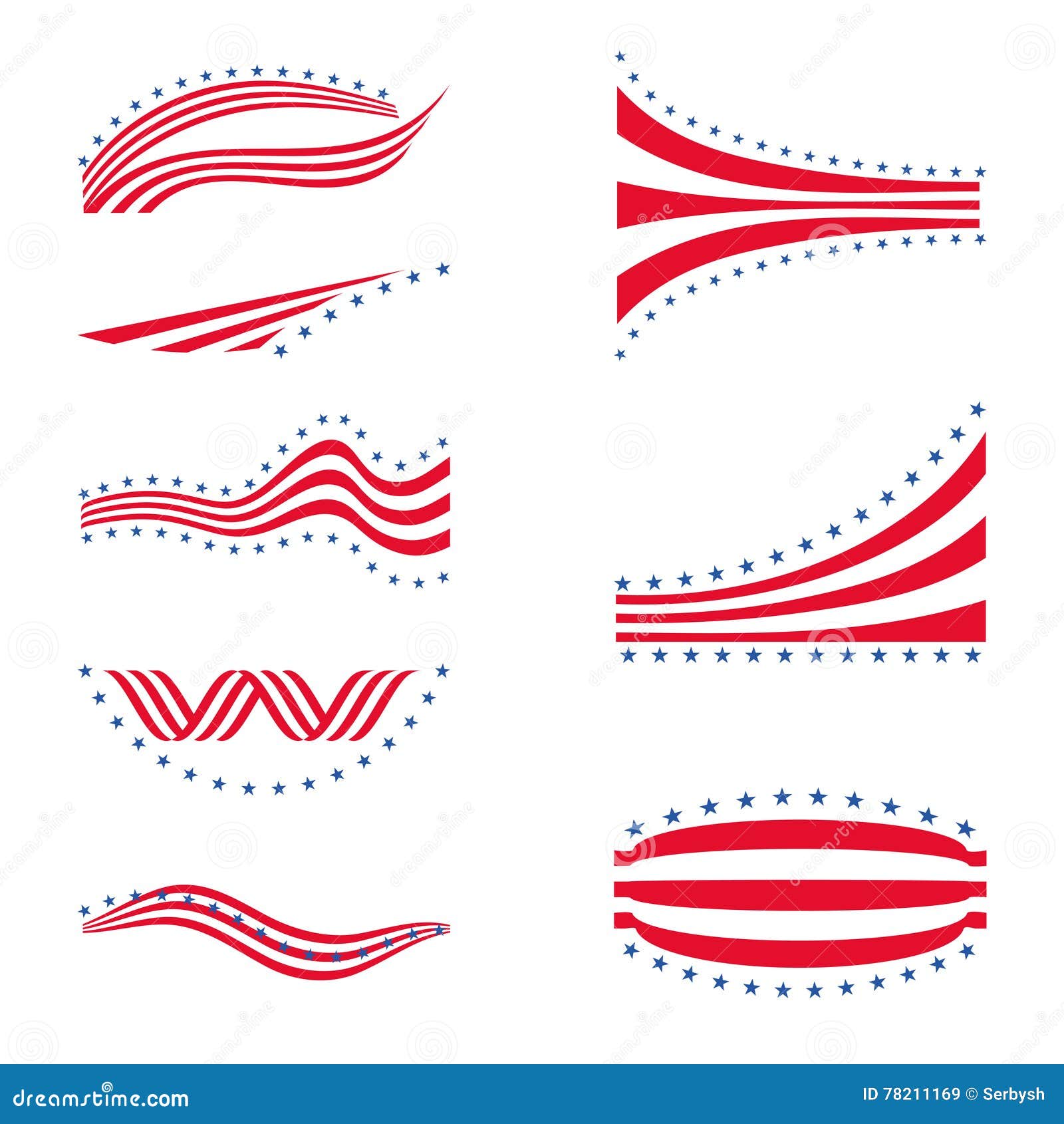 USA Star Flag Logo Stripes Design Elements Stock Illustration ...