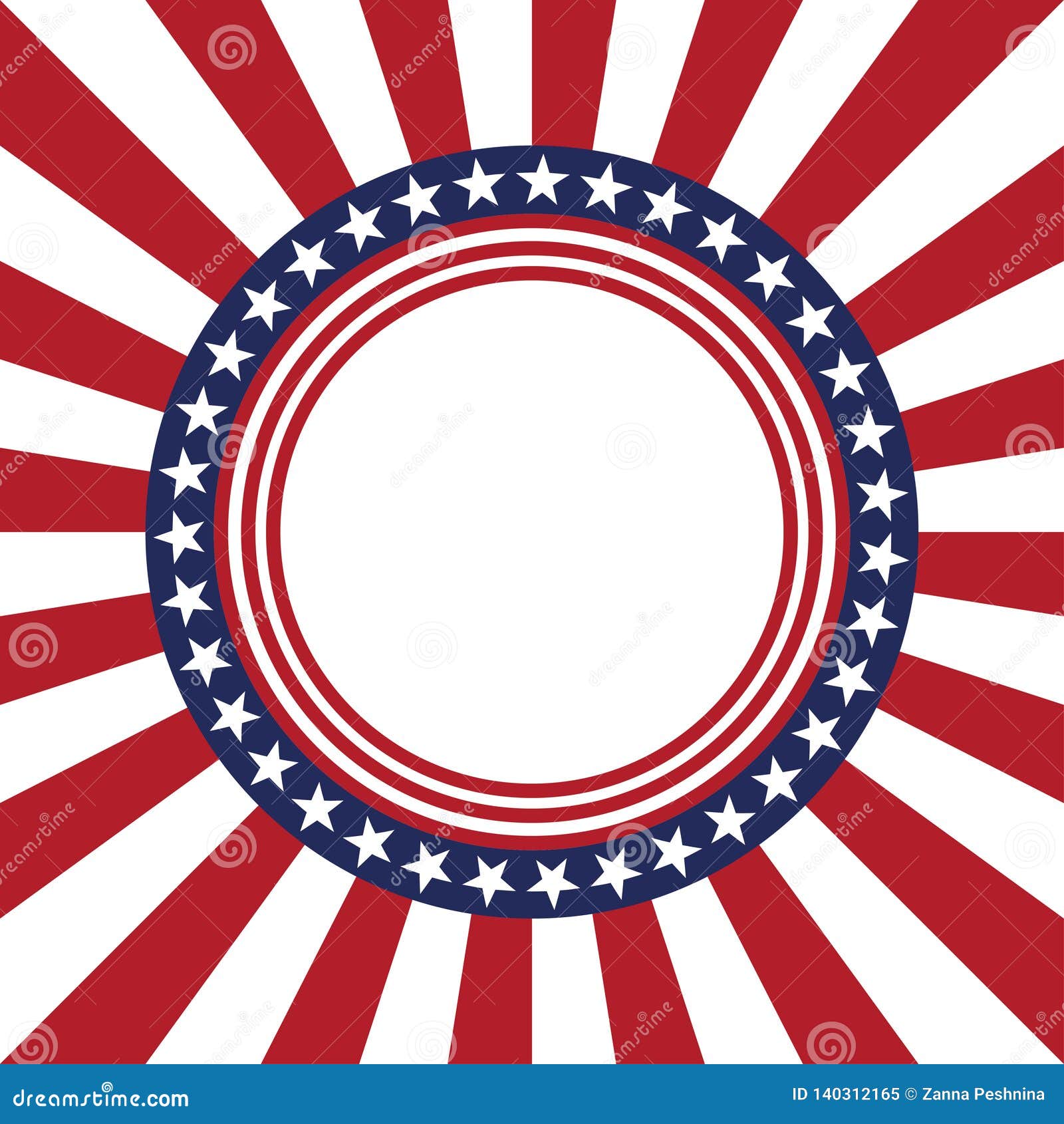 USA Star Vector Pattern Round Frame. American Patriotic Circle Border ...