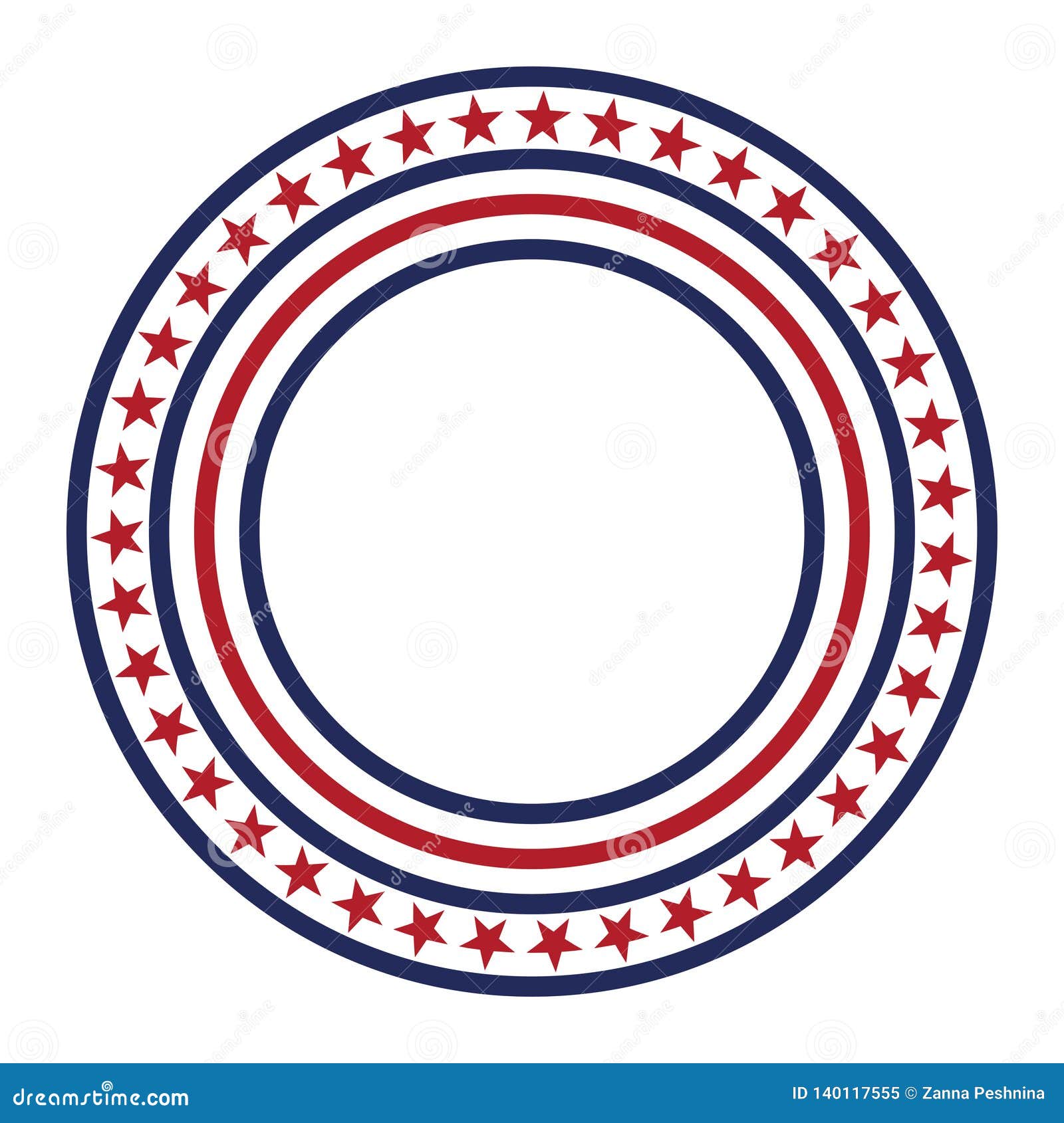 USA Star Vector Pattern Round Frame. American Patriotic Circle Border ...