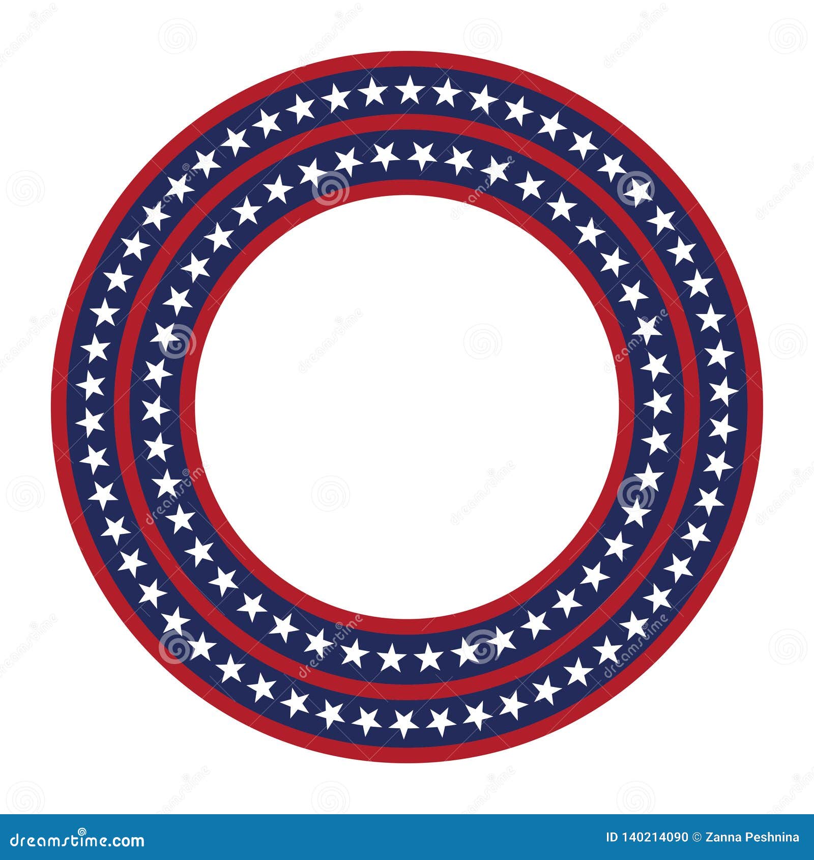 USA Star Vector Pattern Round Frame. American Patriotic Circle Border ...