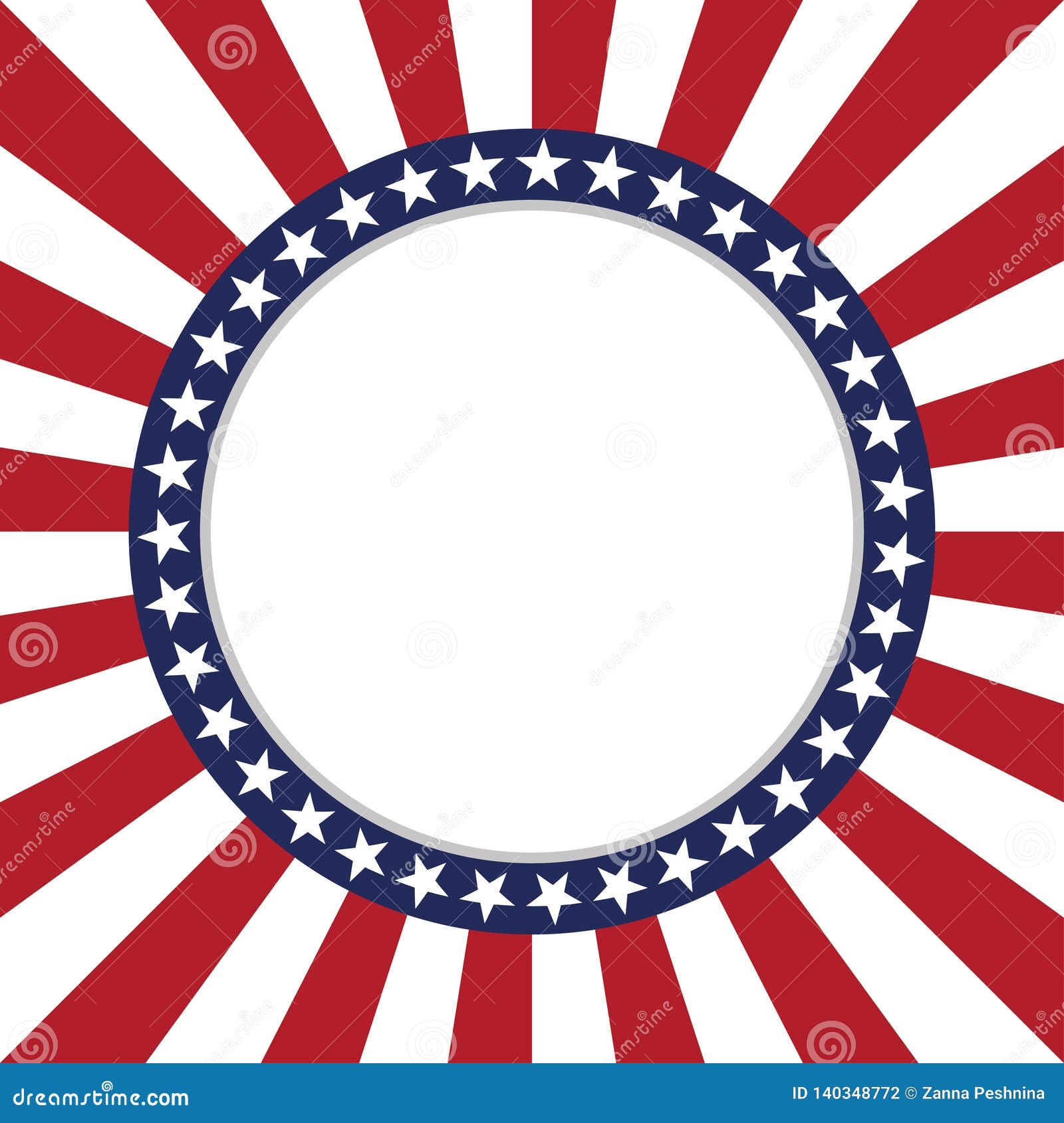USA Star Vector Pattern Round Frame. American Patriotic Circle Border ...