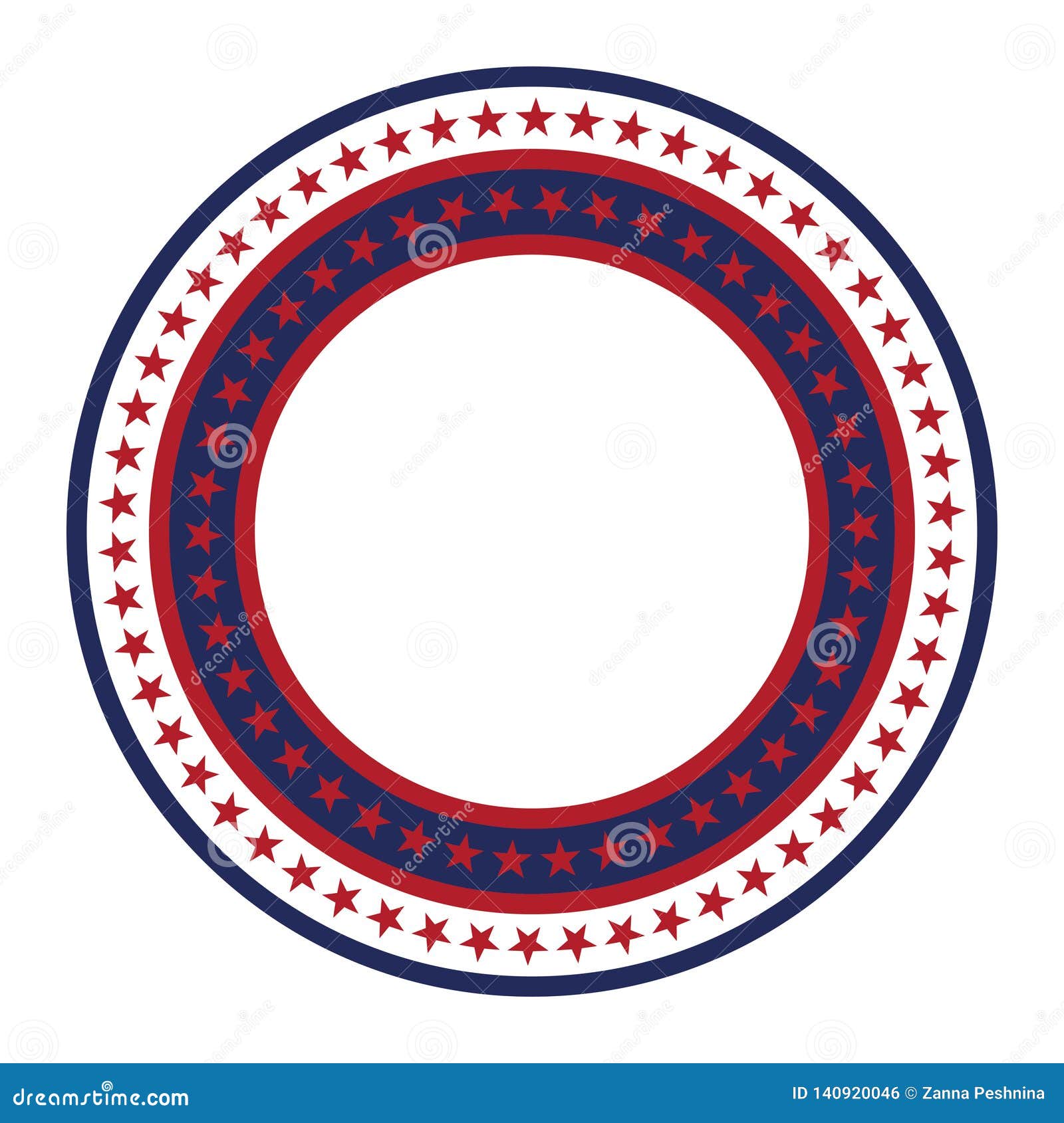 USA Star Vector Pattern Round Frame. American Patriotic Circle Border ...
