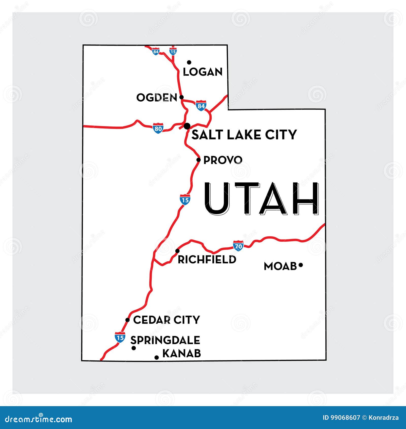 USA map of UTAH stock illustration. Illustration of interstate - 99068607