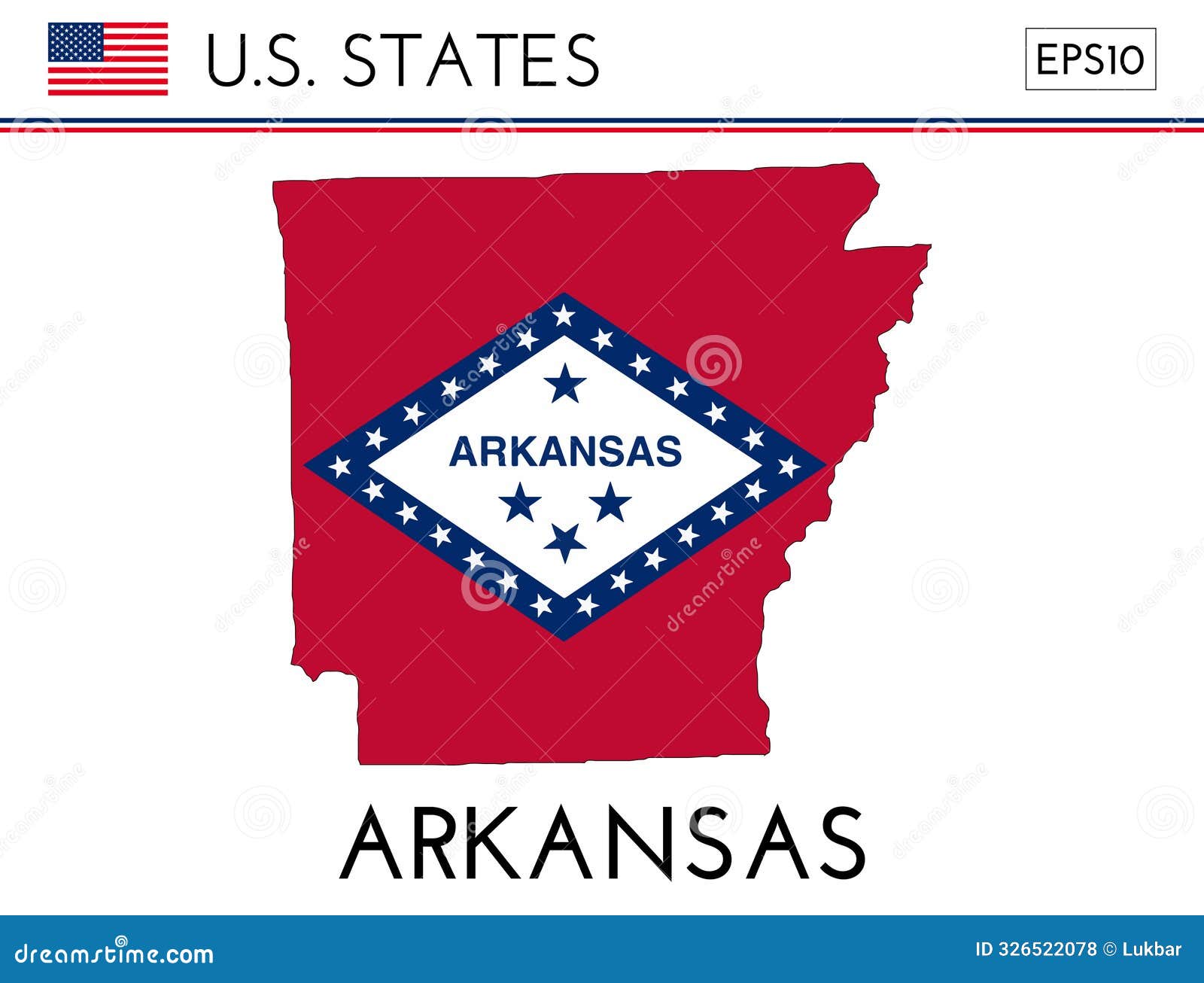 Arkansas USA State Map Shape with Flag. Map of Arkansas in the Arkansas ...