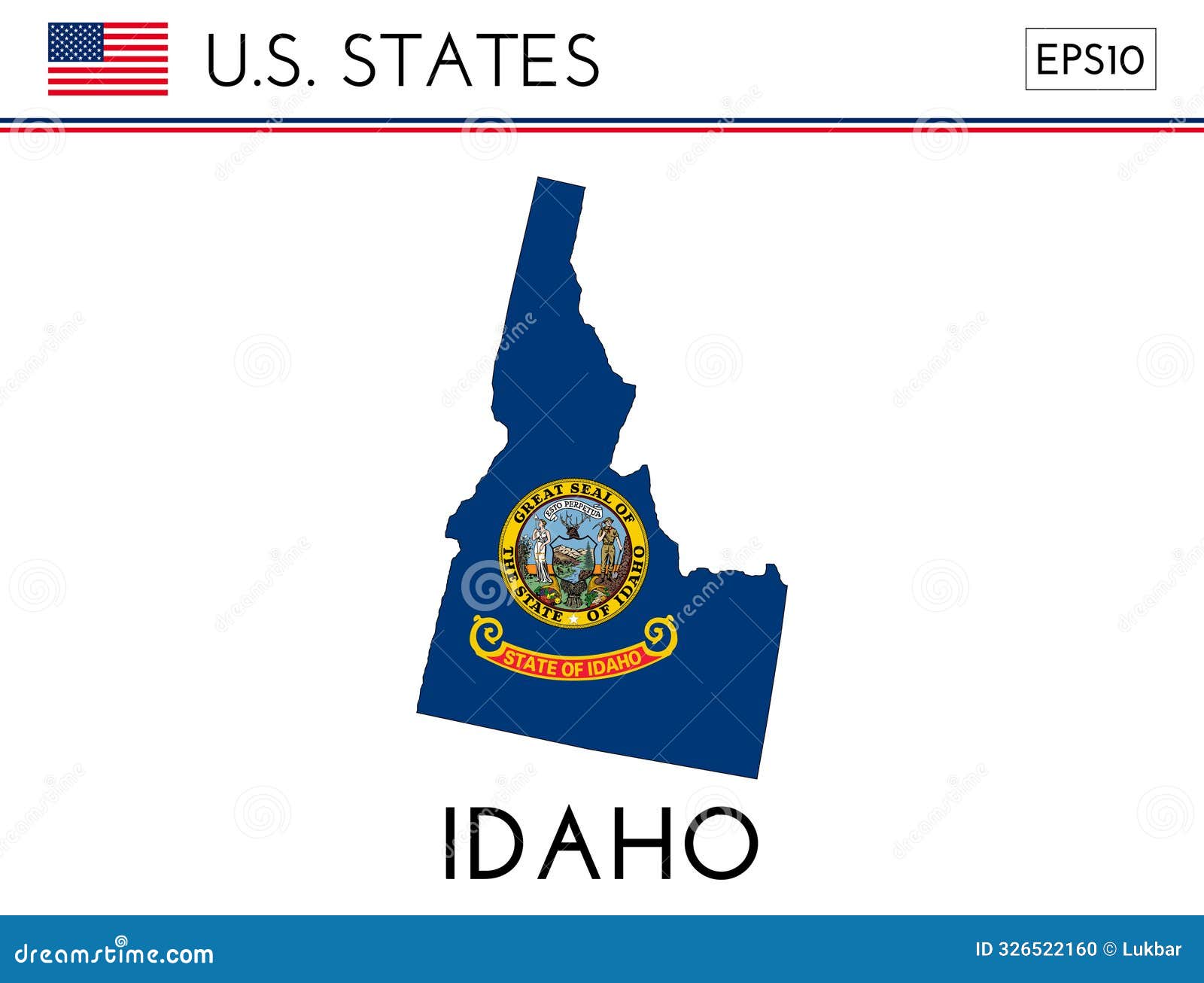 Idaho USA State Map Shape with Flag. Map of Idaho in the Idaho Flag ...