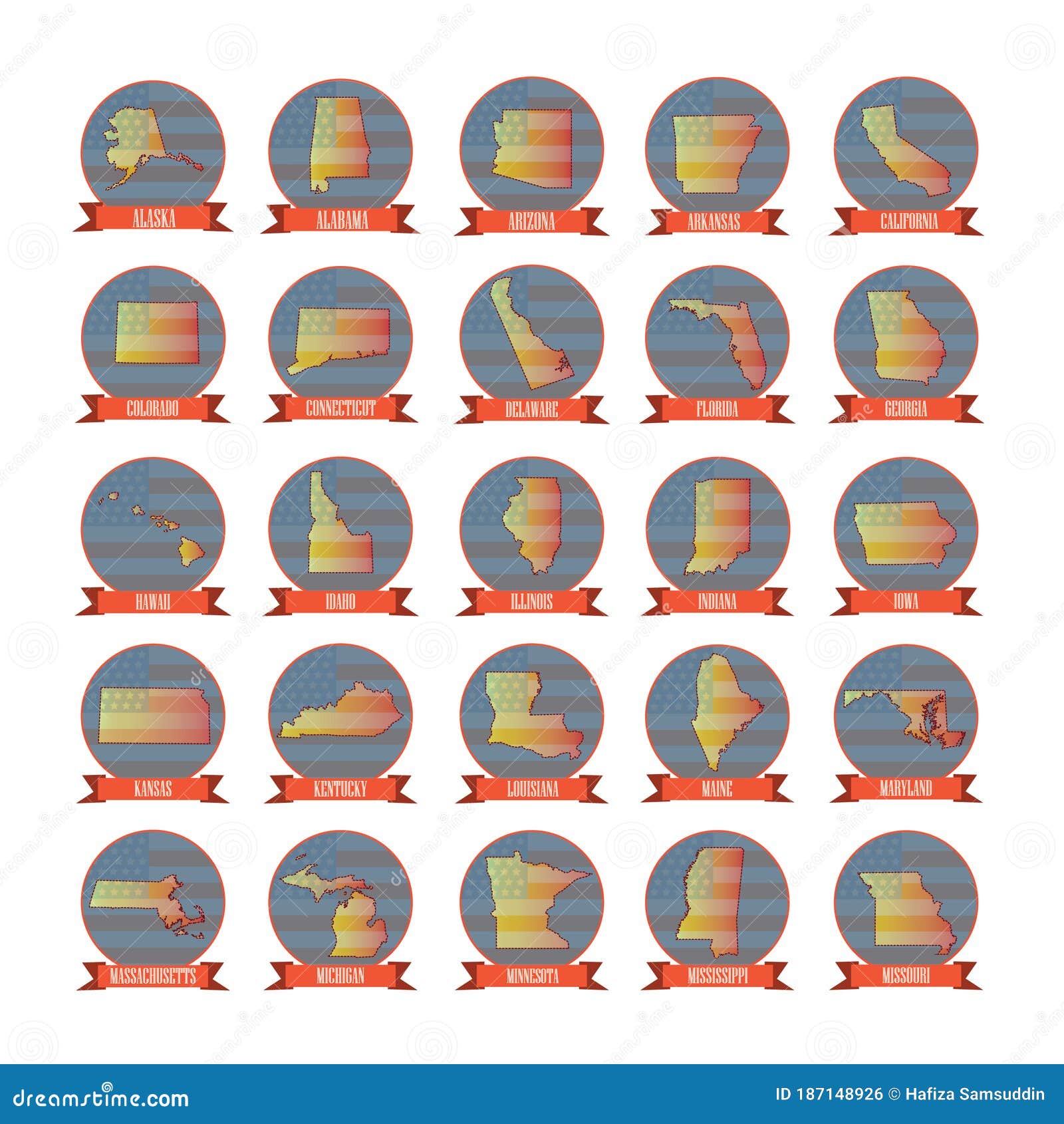 USA States Maps. Vector Illustration Decorative Design Stock Vector ...