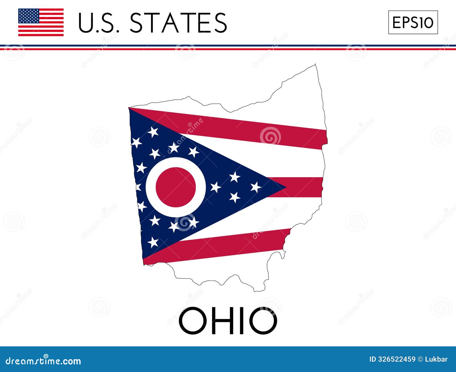 Ohio USA State Map Shape with Flag. Map of Ohio in the Ohio Flag Colors ...
