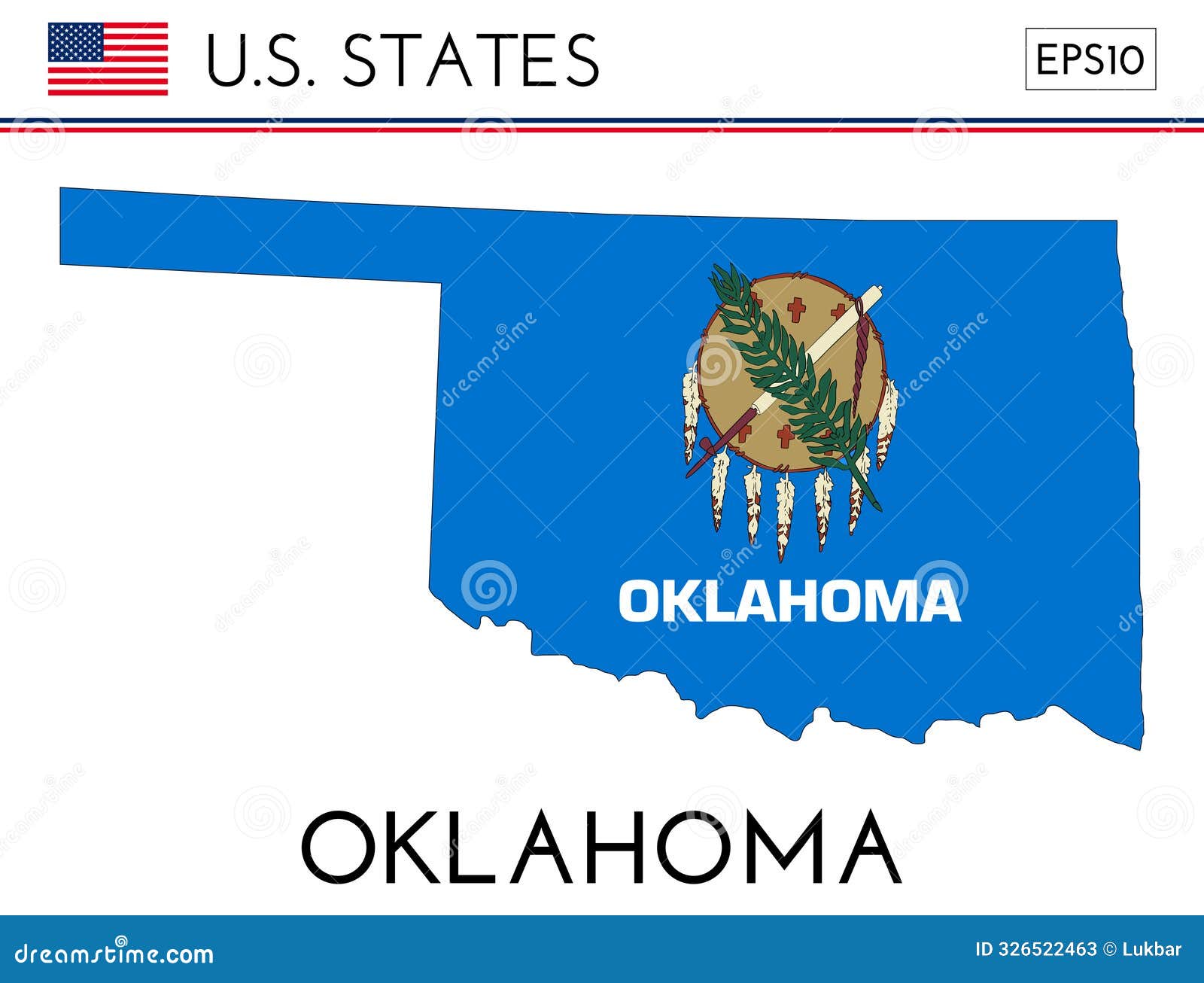 Oklahoma USA State Map Shape with Flag. Map of Oklahoma in the Oklahoma ...