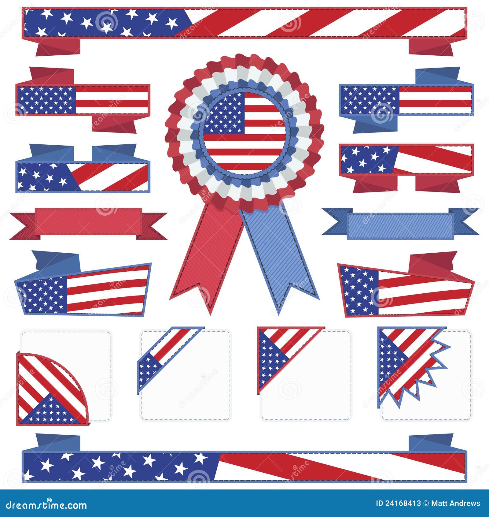 Usa stitched ribbons stock vector. Illustration of america - 24168413