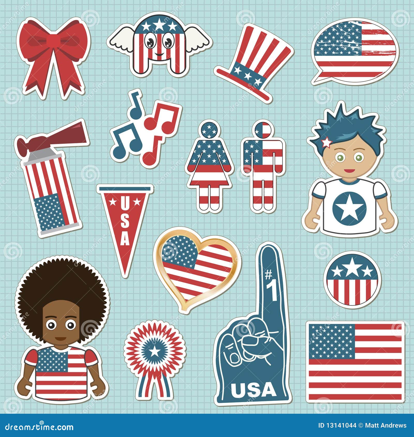 Usa supporter stickers stock vector. Illustration of icon - 13141044