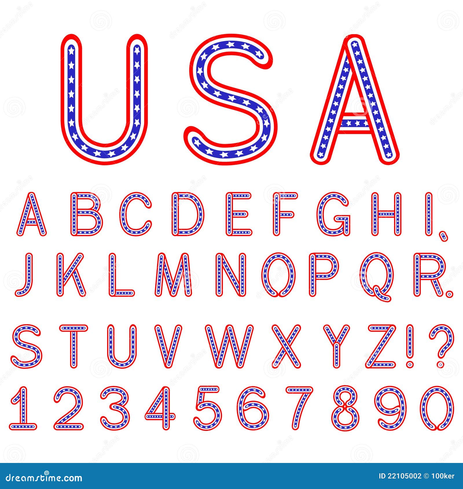 USA Symbol Alphabet Letters Isolated Stock Vector - Illustration of ...