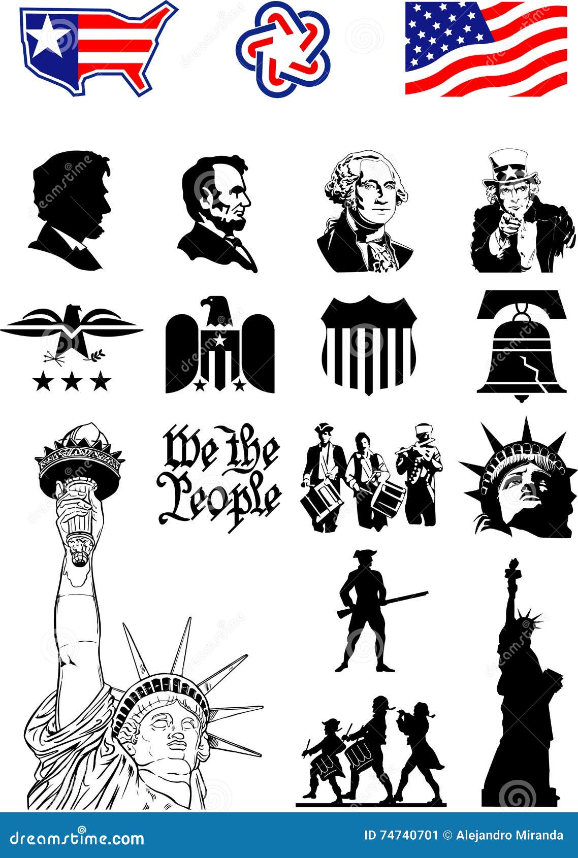 USA Symbols - Icon set stock vector. Illustration of famous - 74740701