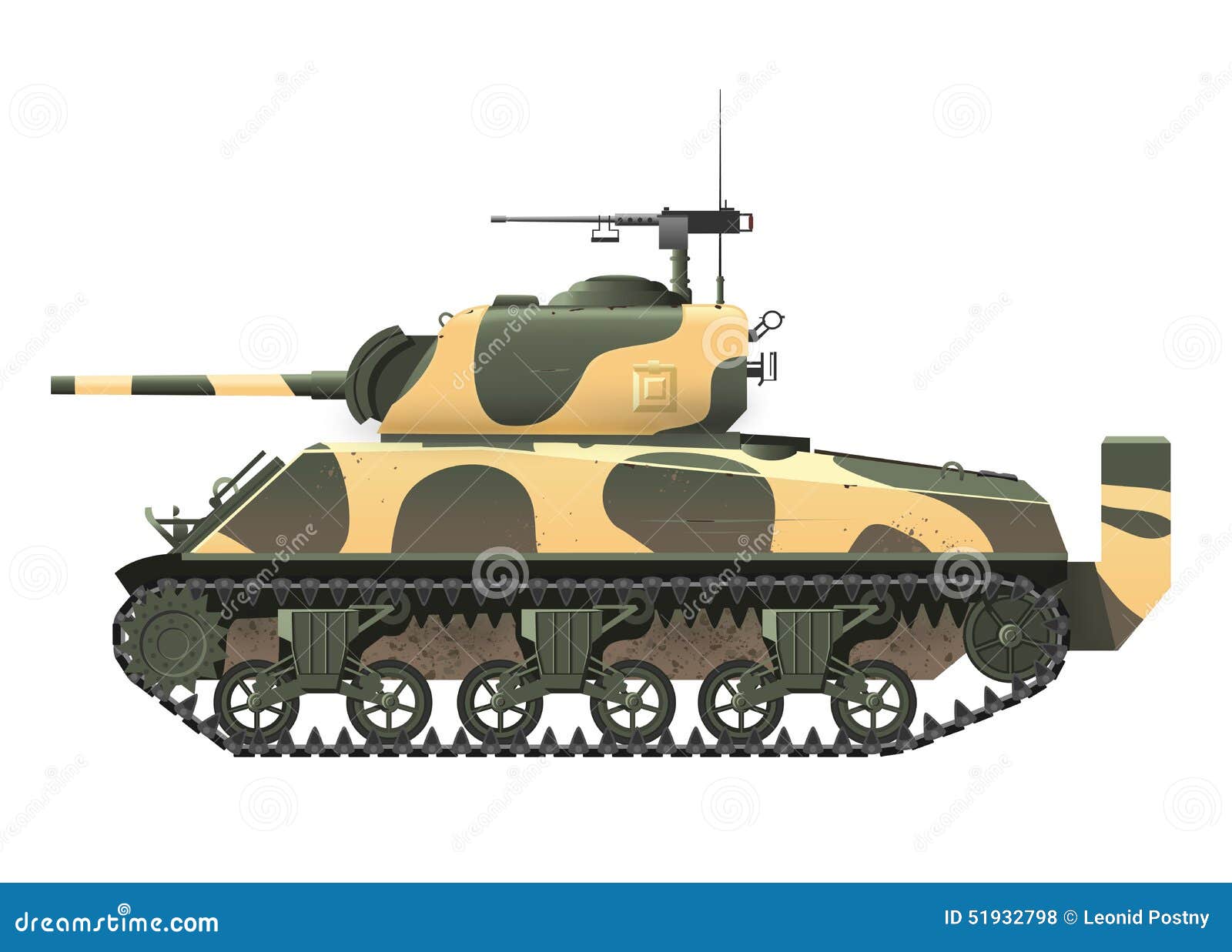 M4 Sherman Tank Colored. Cartoon Vector | CartoonDealer.com #123408011
