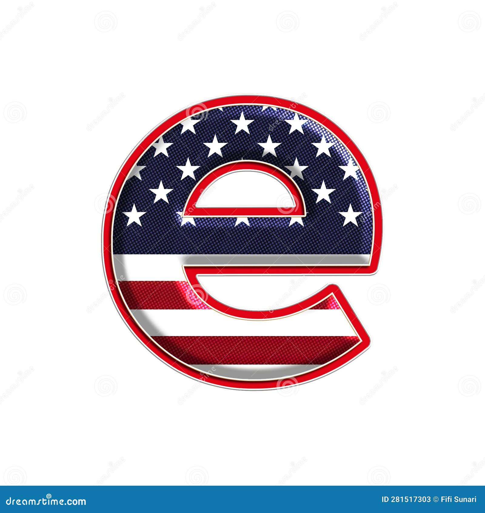 4th July US Flag Alphabet Font Lowercase Letter E Stock Image ...