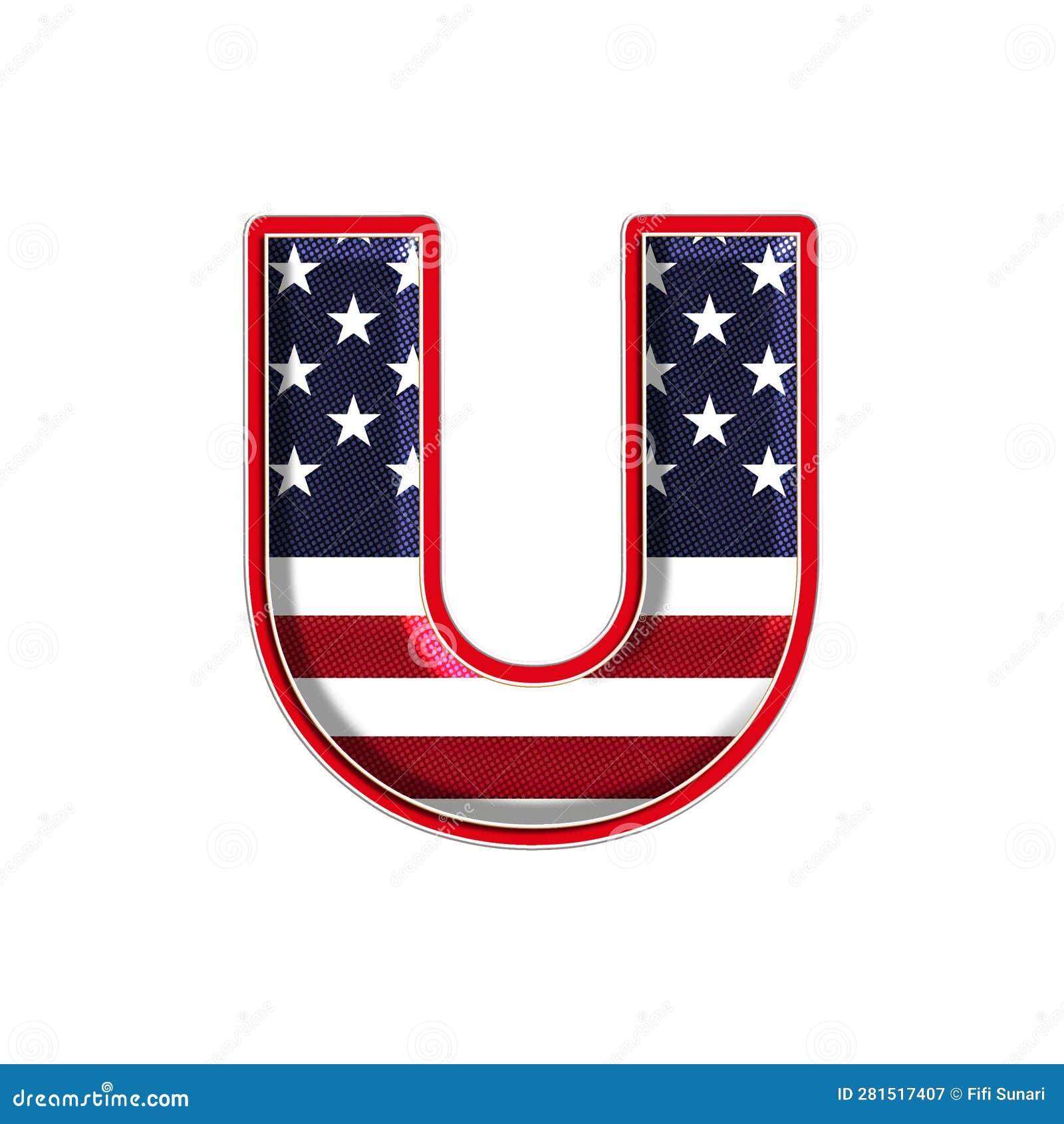 4th July US Flag Alphabet Font Lowercase Letter U Stock Image ...