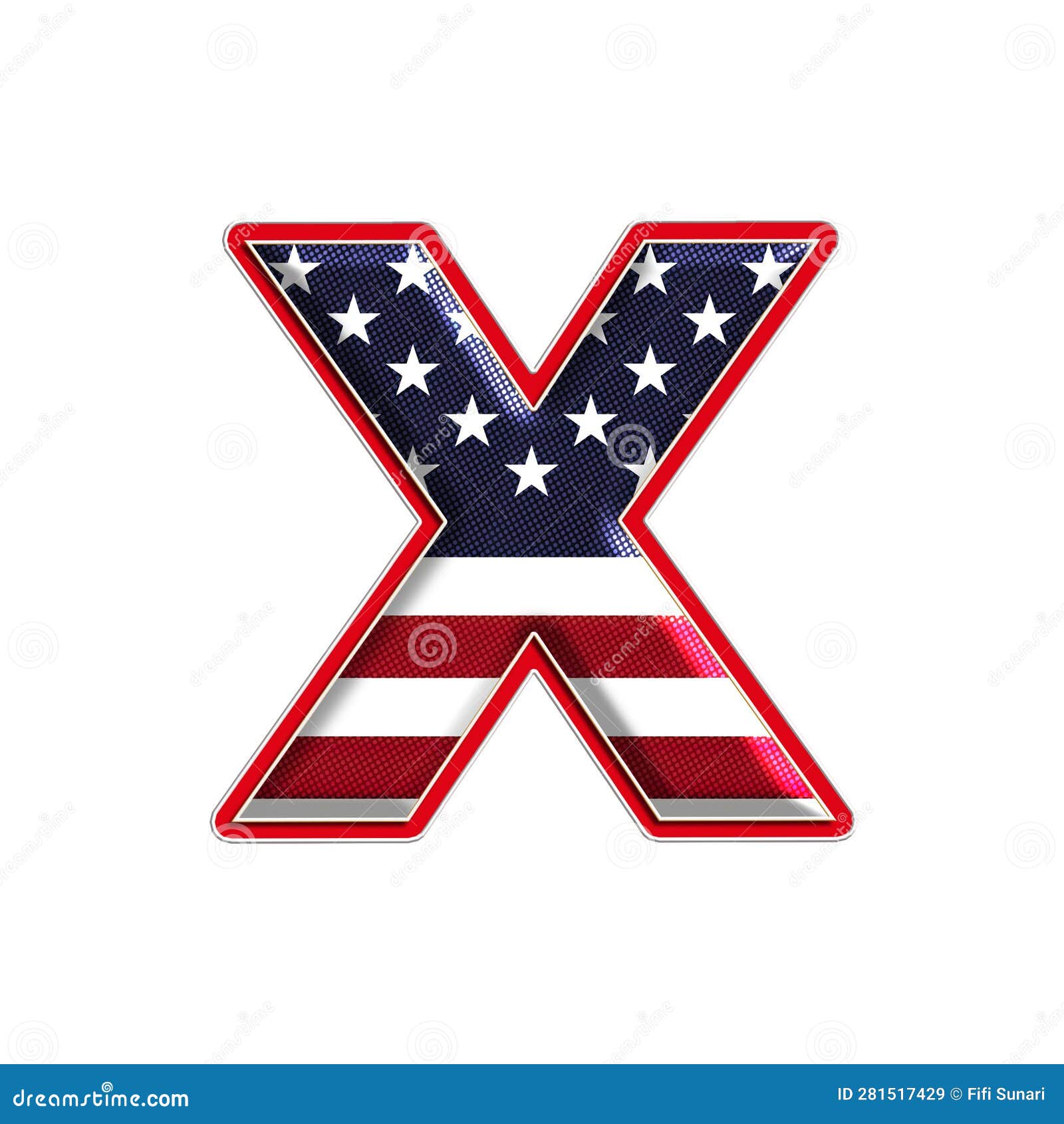 4th July US Flag Alphabet Font Lowercase Letter X Stock Image ...
