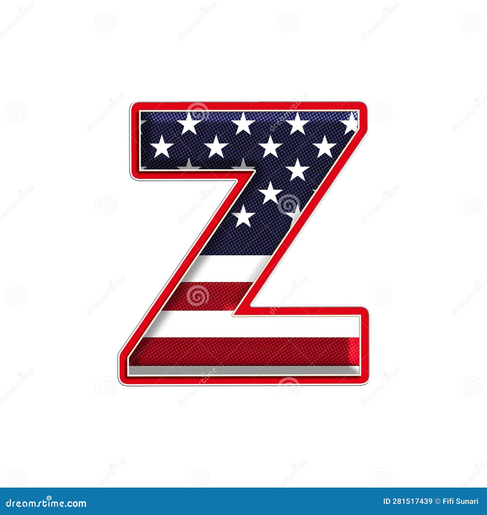 4th July US Flag Alphabet Font Lowercase Letter Z Stock Image ...