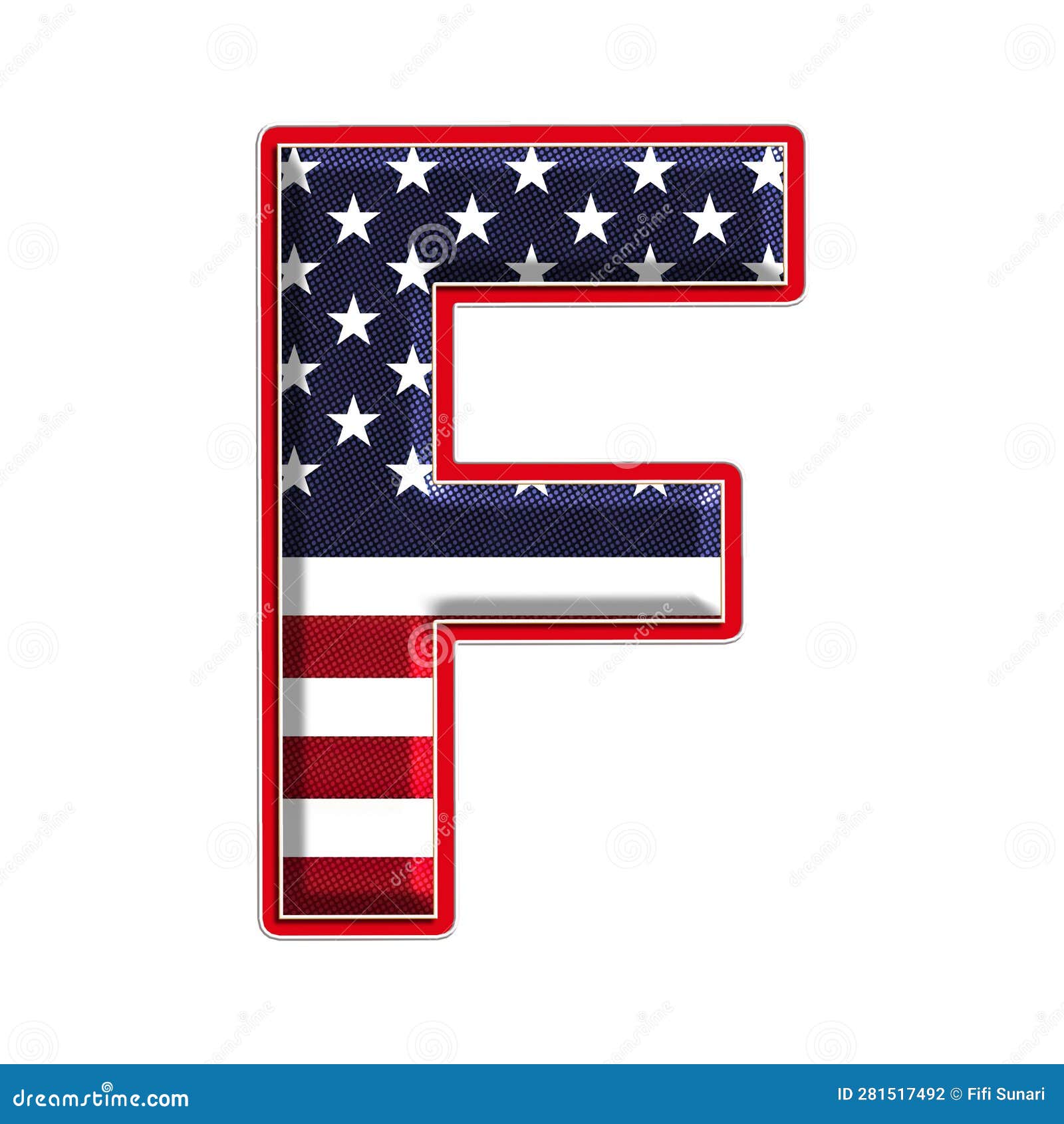 4th July US Flag Alphabet Font Letter F Stock Photo - Illustration of ...