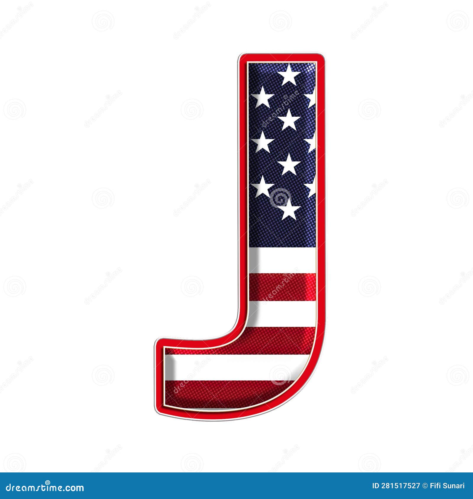 4th July US Flag Alphabet Font Letter J Stock Image - Illustration of ...