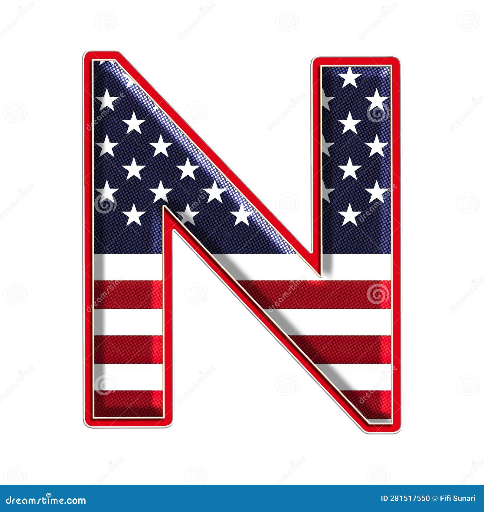 4th July US Flag Alphabet Font Letter N Stock Photo - Illustration of ...