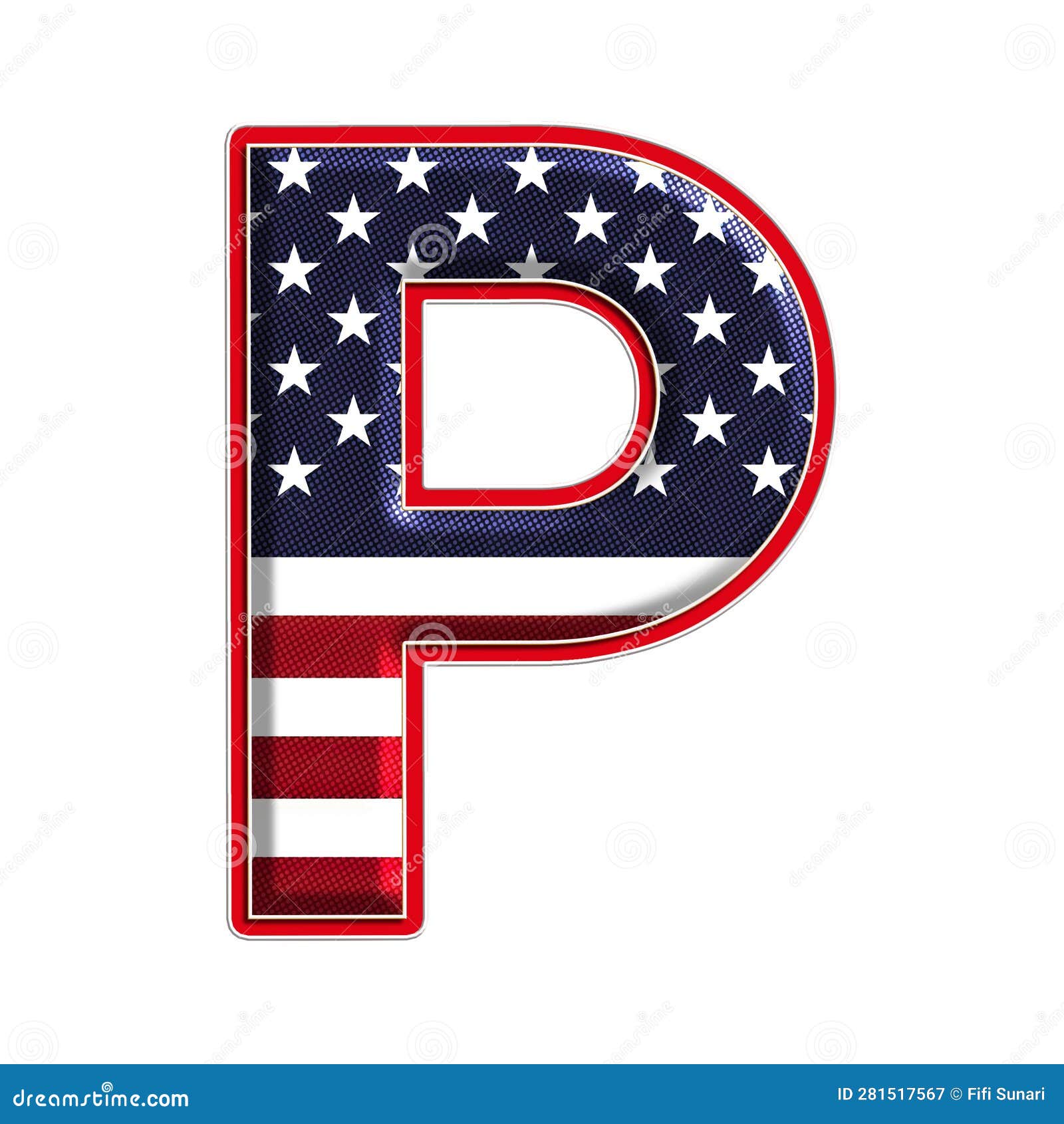 4th July US Flag Alphabet Font Letter P Stock Image - Illustration of ...