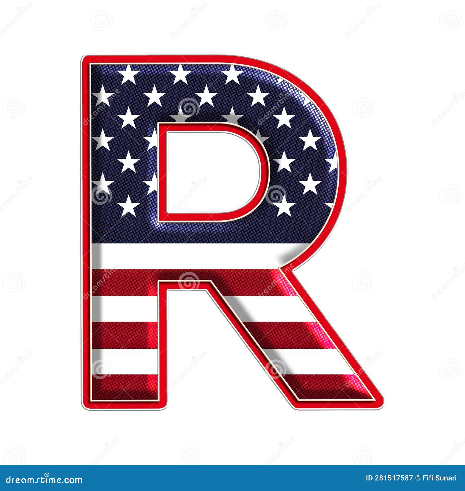 4th July US Flag Alphabet Font Letter R Stock Image - Illustration of ...