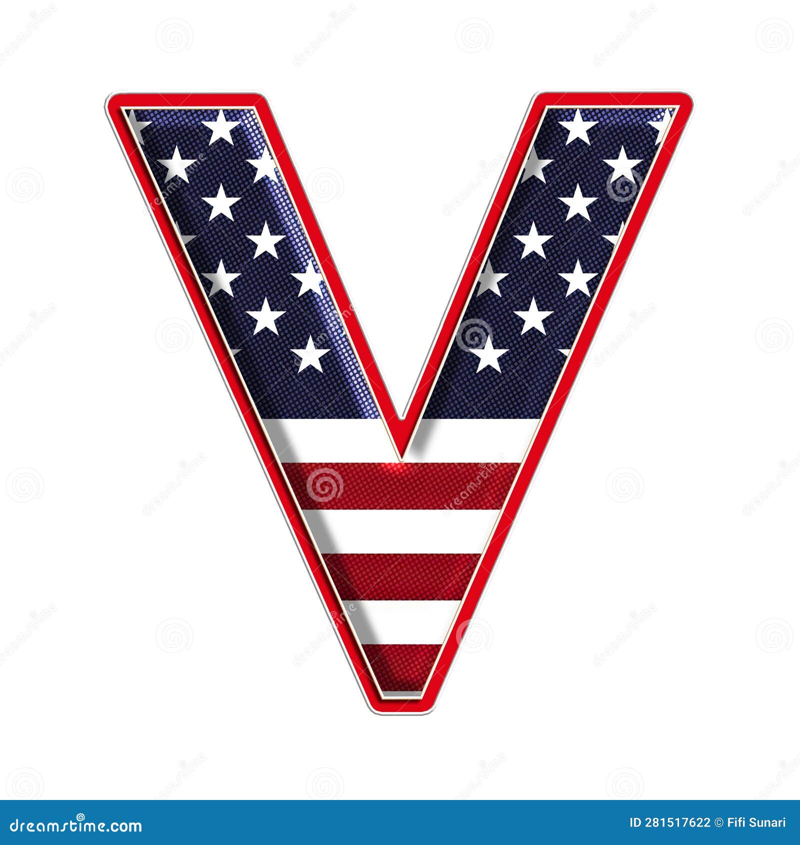4th July US Flag Alphabet Font Letter V Stock Photo - Illustration of ...