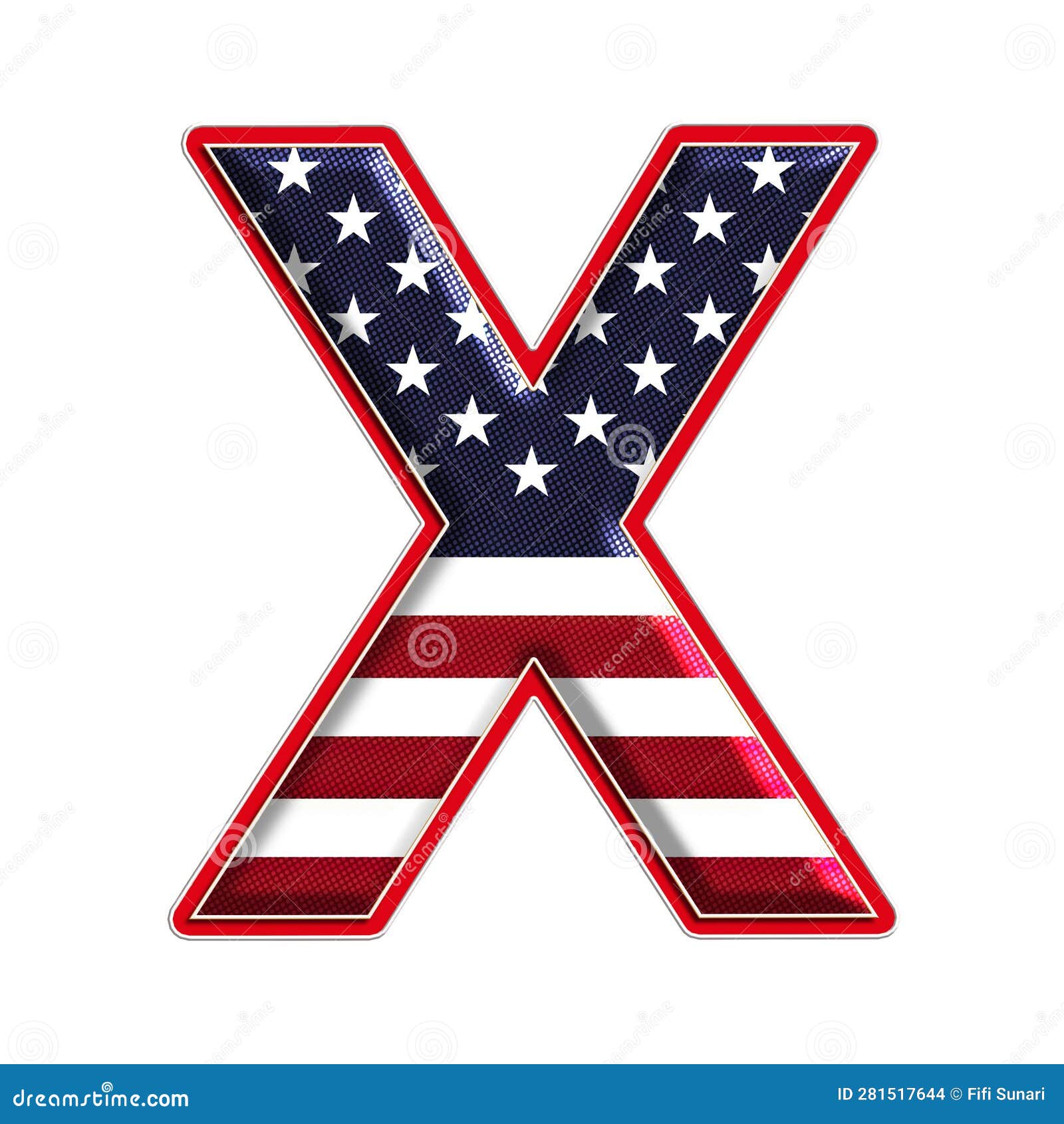 4th July US Flag Letter X stock photo. Illustration of letters - 281517644