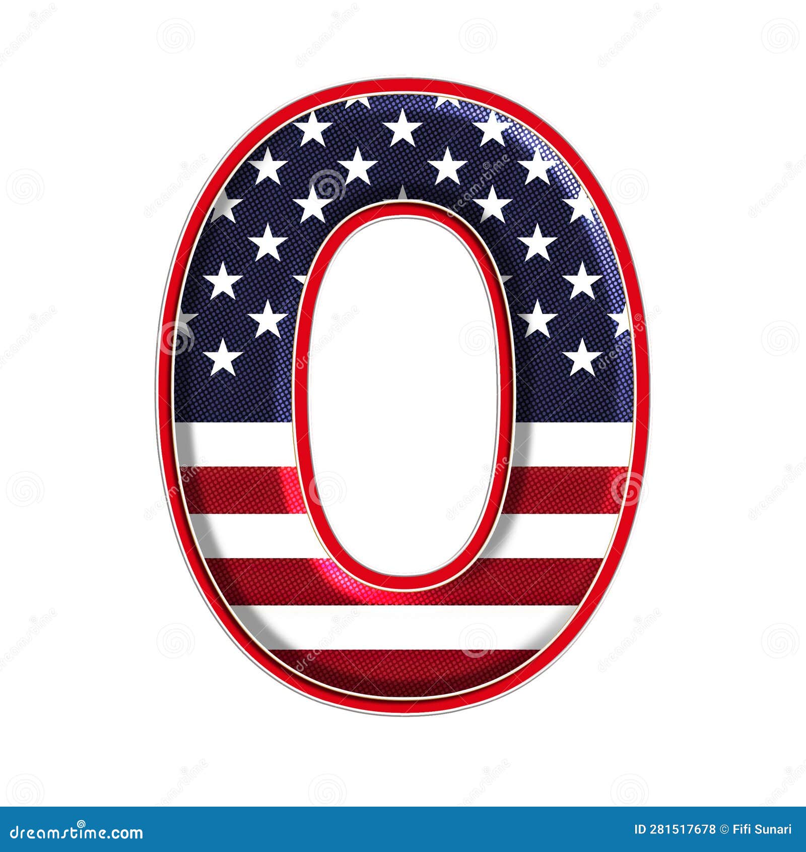 4th July US Flag Number 0 Zero Stock Photo - Illustration of america ...