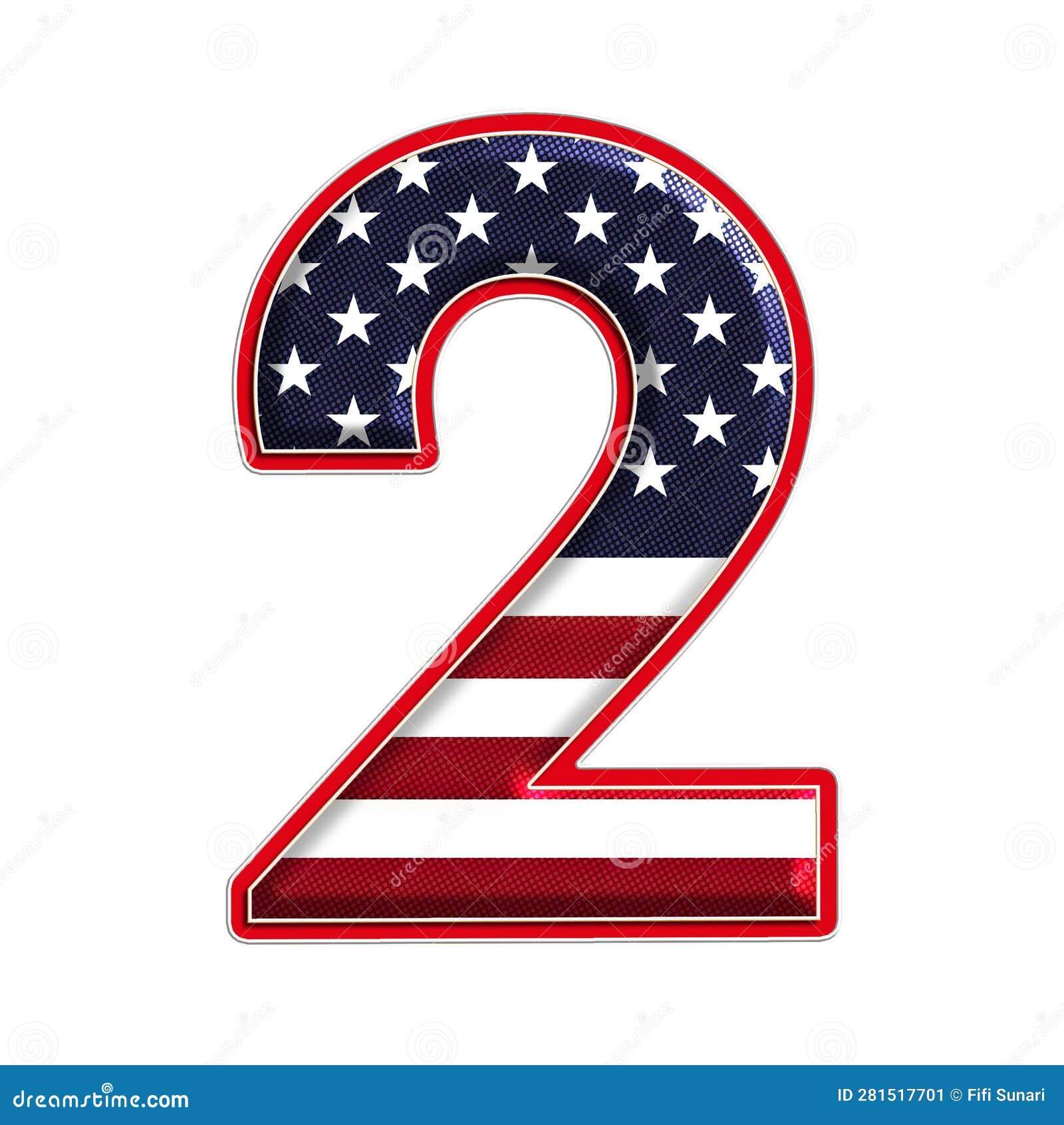 4th July US Flag Number 2 Two Stock Image - Illustration of fourth ...