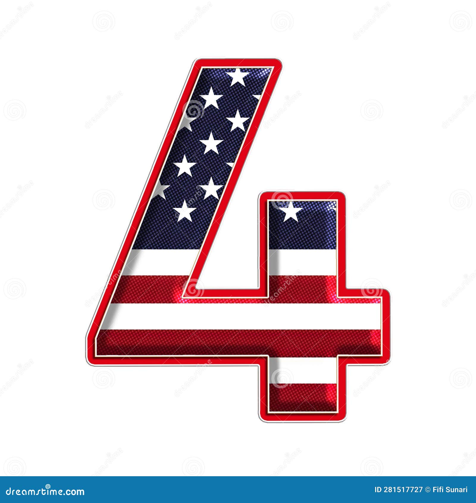4th July US Flag Number 4 Four Stock Image - Illustration of shapes ...