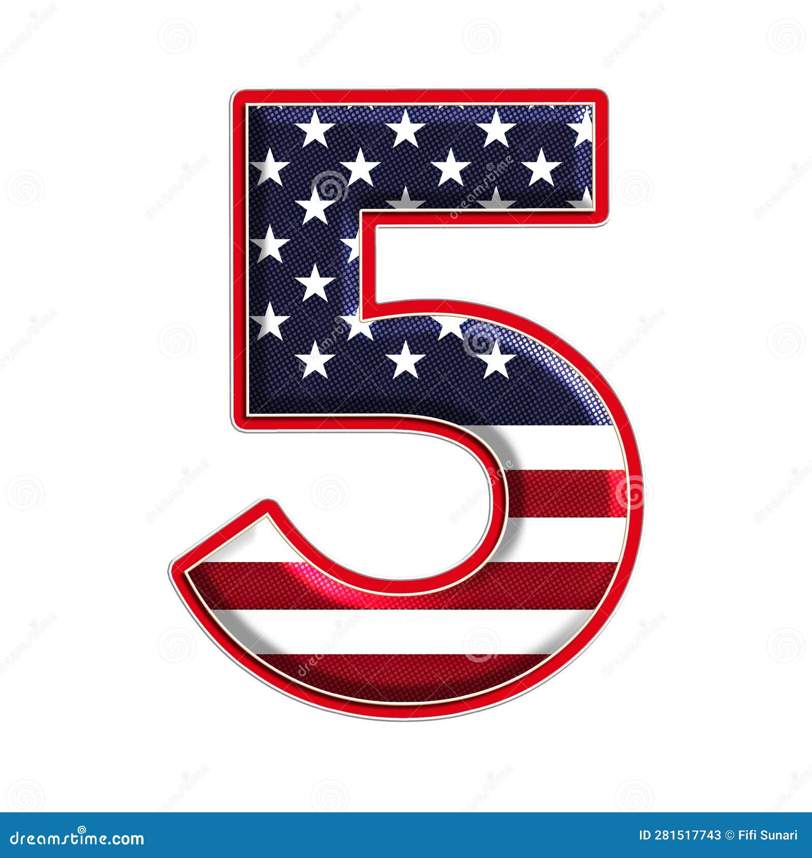 4th July US Flag Number 5 Five Stock Image - Illustration of patriotic ...