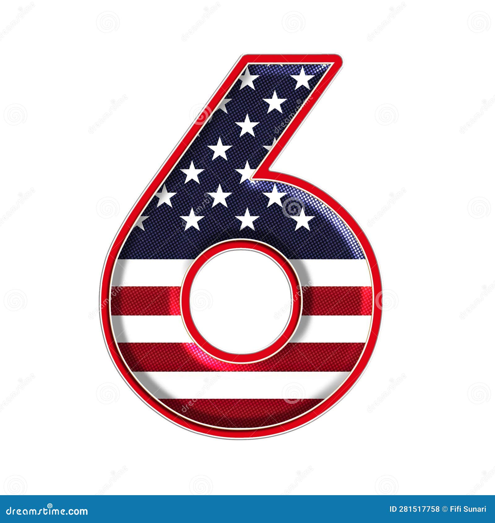 4th July US Flag Number 6 Six Stock Photo - Illustration of punctuation ...