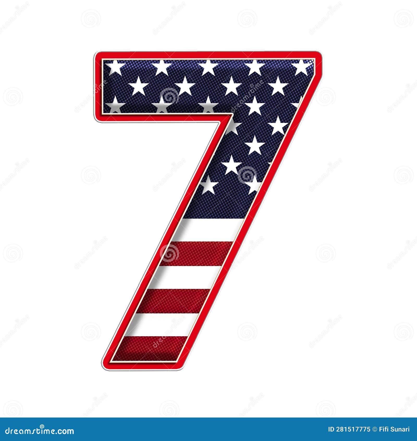4th July US Flag Number 7 Seven Stock Image - Illustration of freedom ...