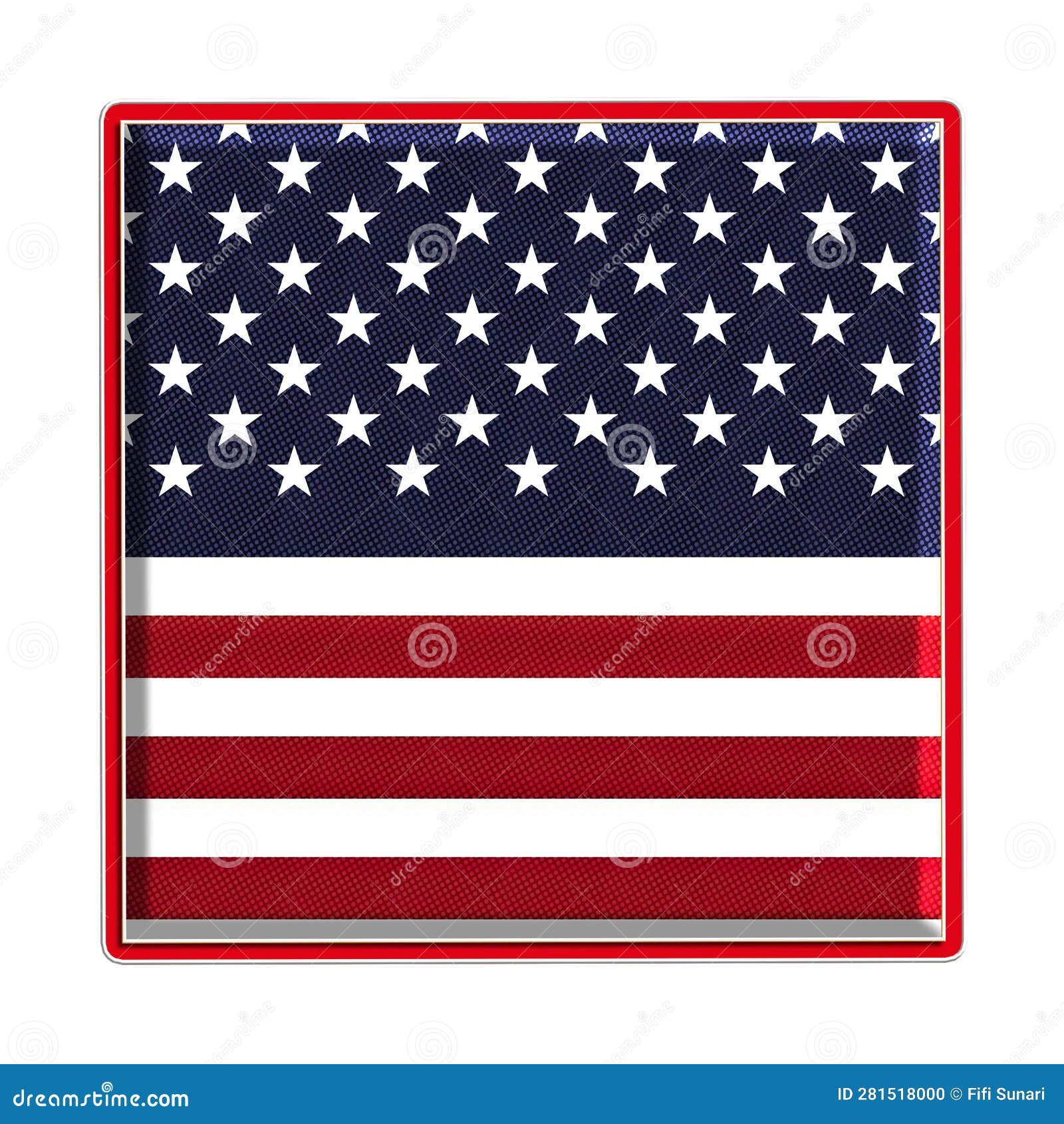 4th July US Flag Square Shape Background Element Button Stock Photo ...