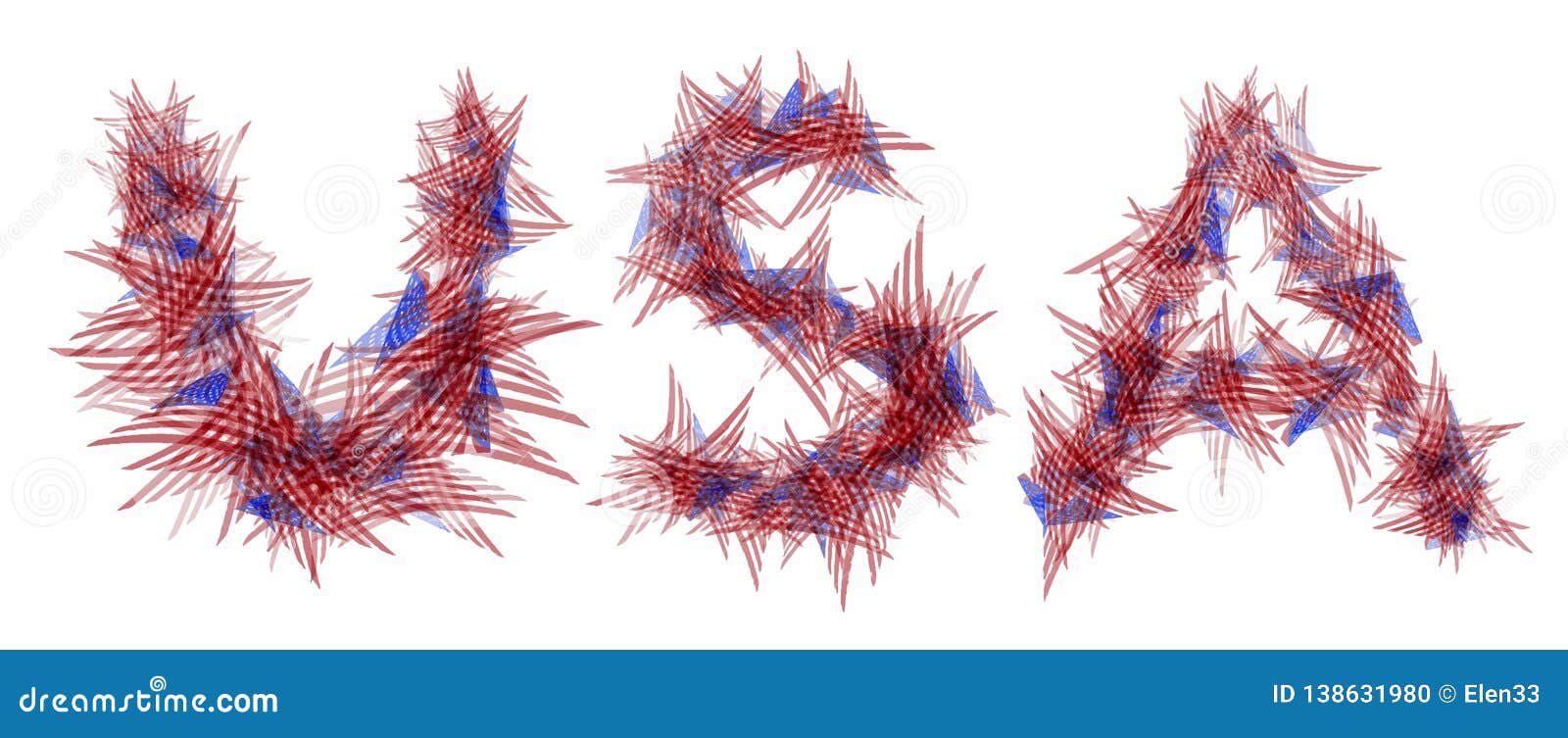 USA Text with Sharp Bristle Triangular American Flags Pattern Stock ...