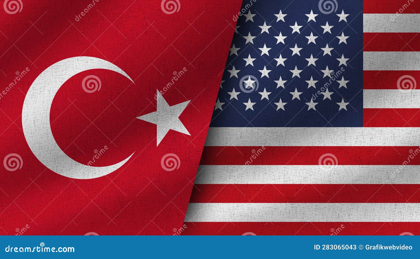 Usa and Turkey Realistic Two Flags Together Stock Illustration ...