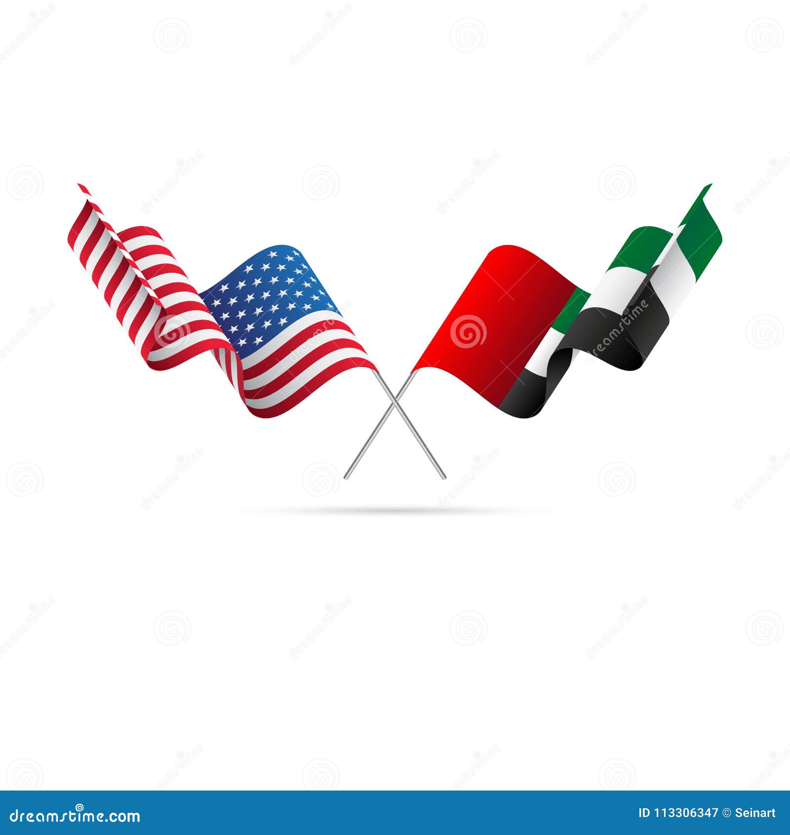 USA and UAE Flags. Vector Illustration. Stock Illustration ...