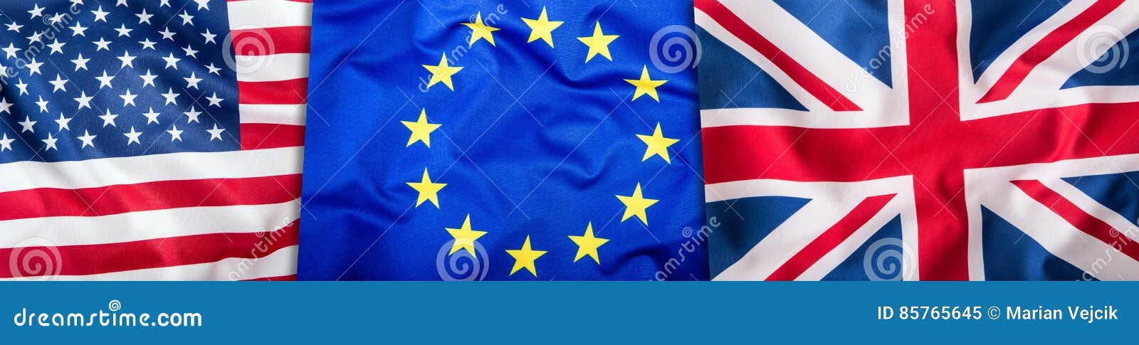 USA UK and EU Flags. Collage of Three Flags Stock Illustration ...